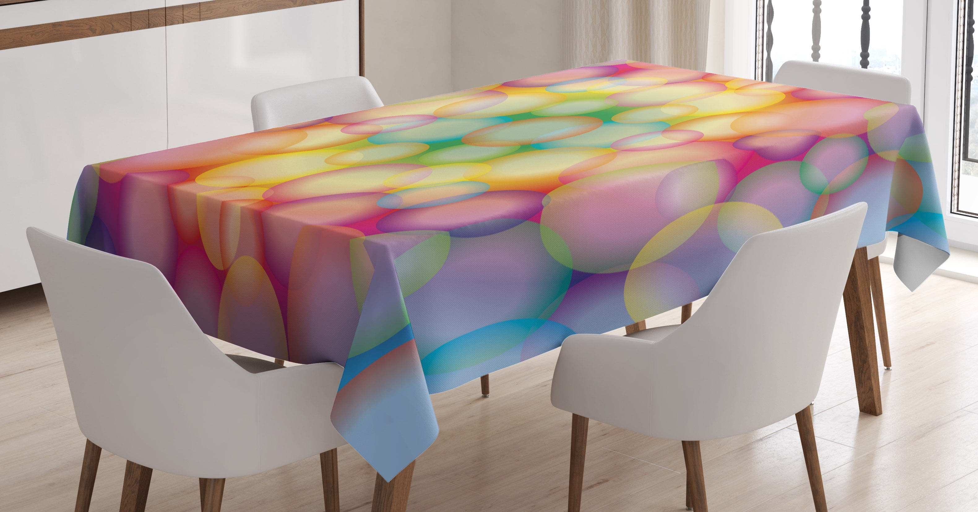 Ambesonne Modern Tablecloth Rectangular Table Cover, Balls Circular ...
