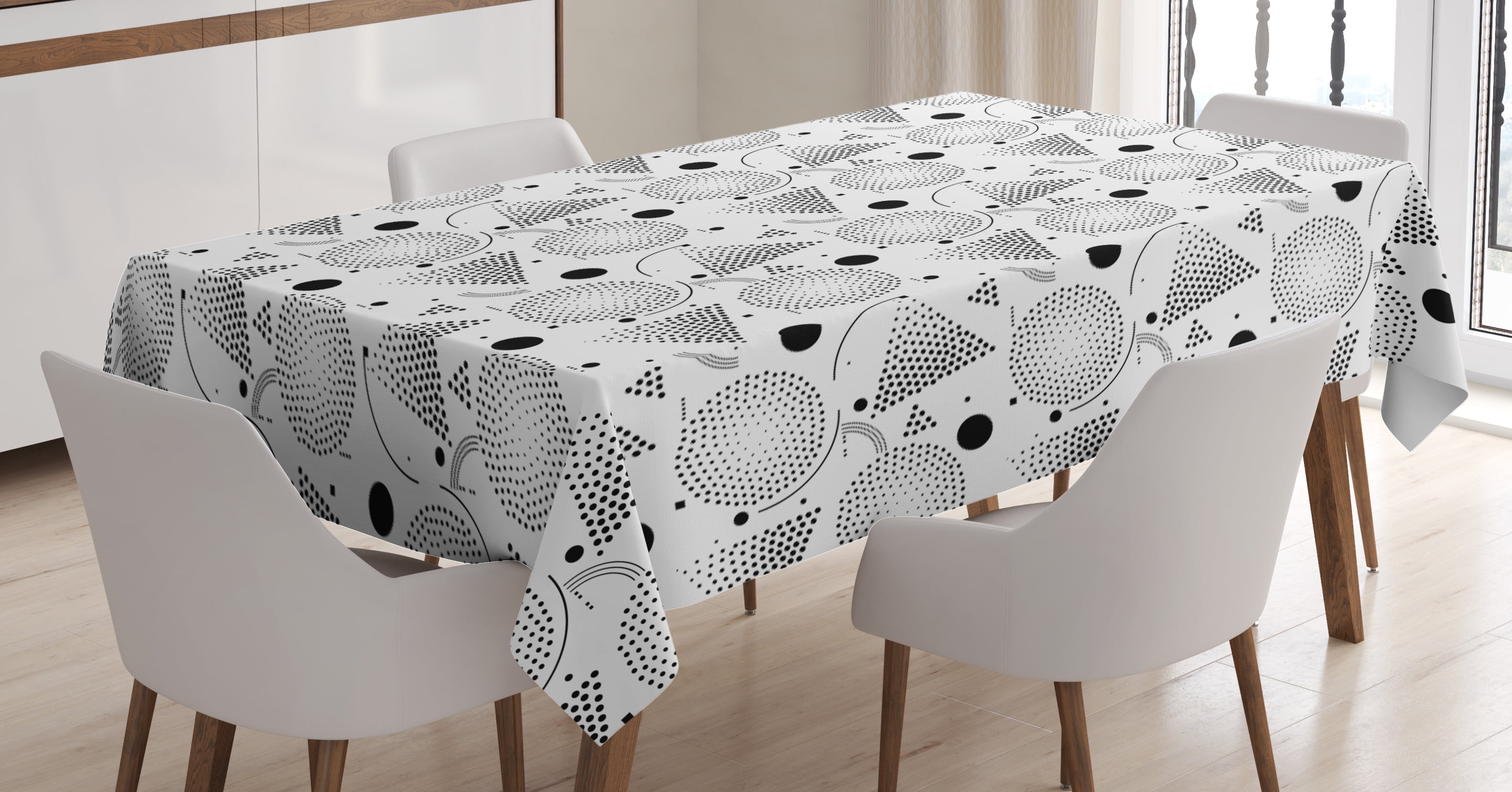 Ambesonne Modern Tablecloth Rectangular Table Cover, Circles Memphis ...