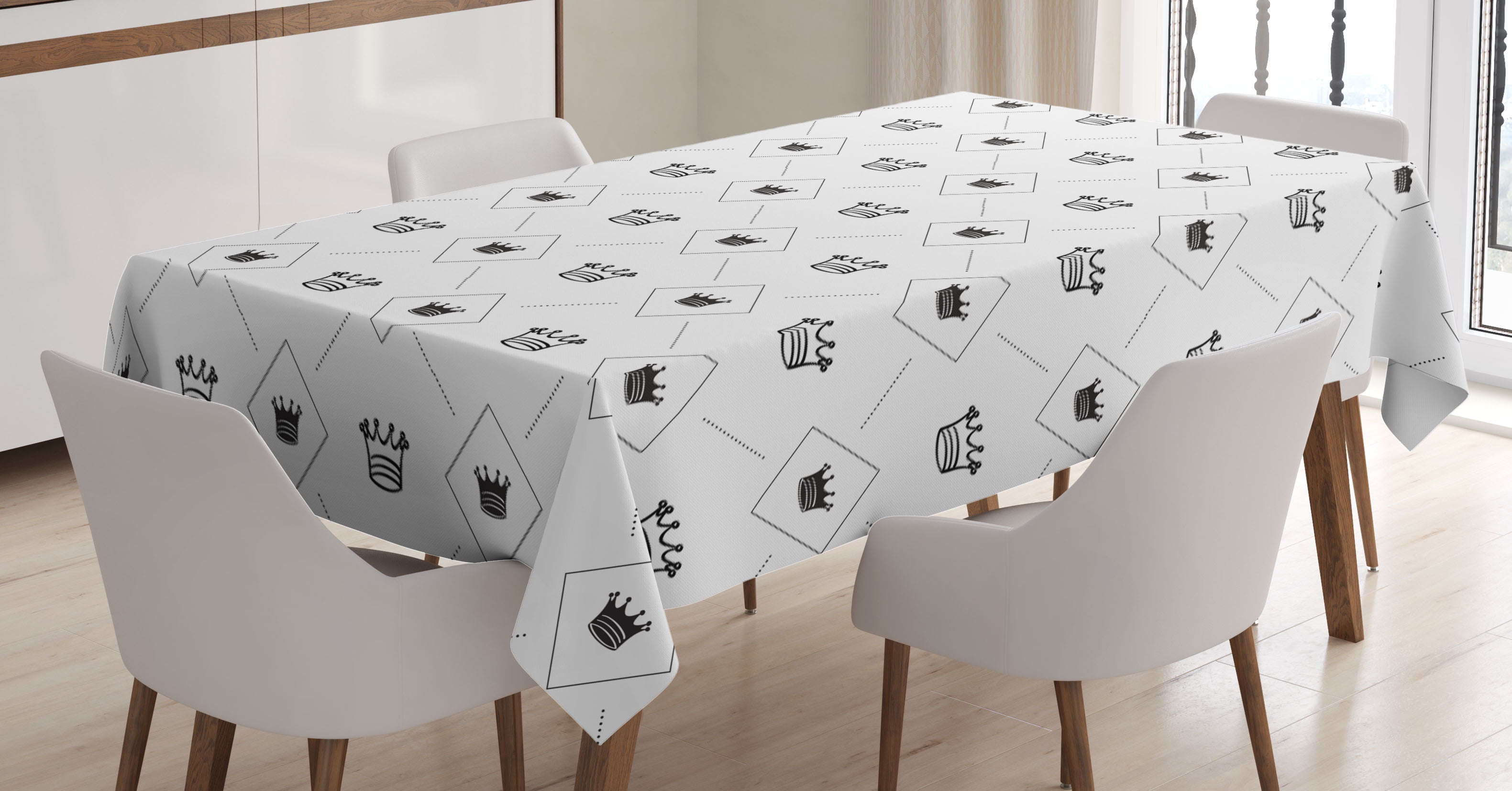 Ambesonne Modern Tablecloth Rectangular Table Cover, Crowns Dots, 52 ...