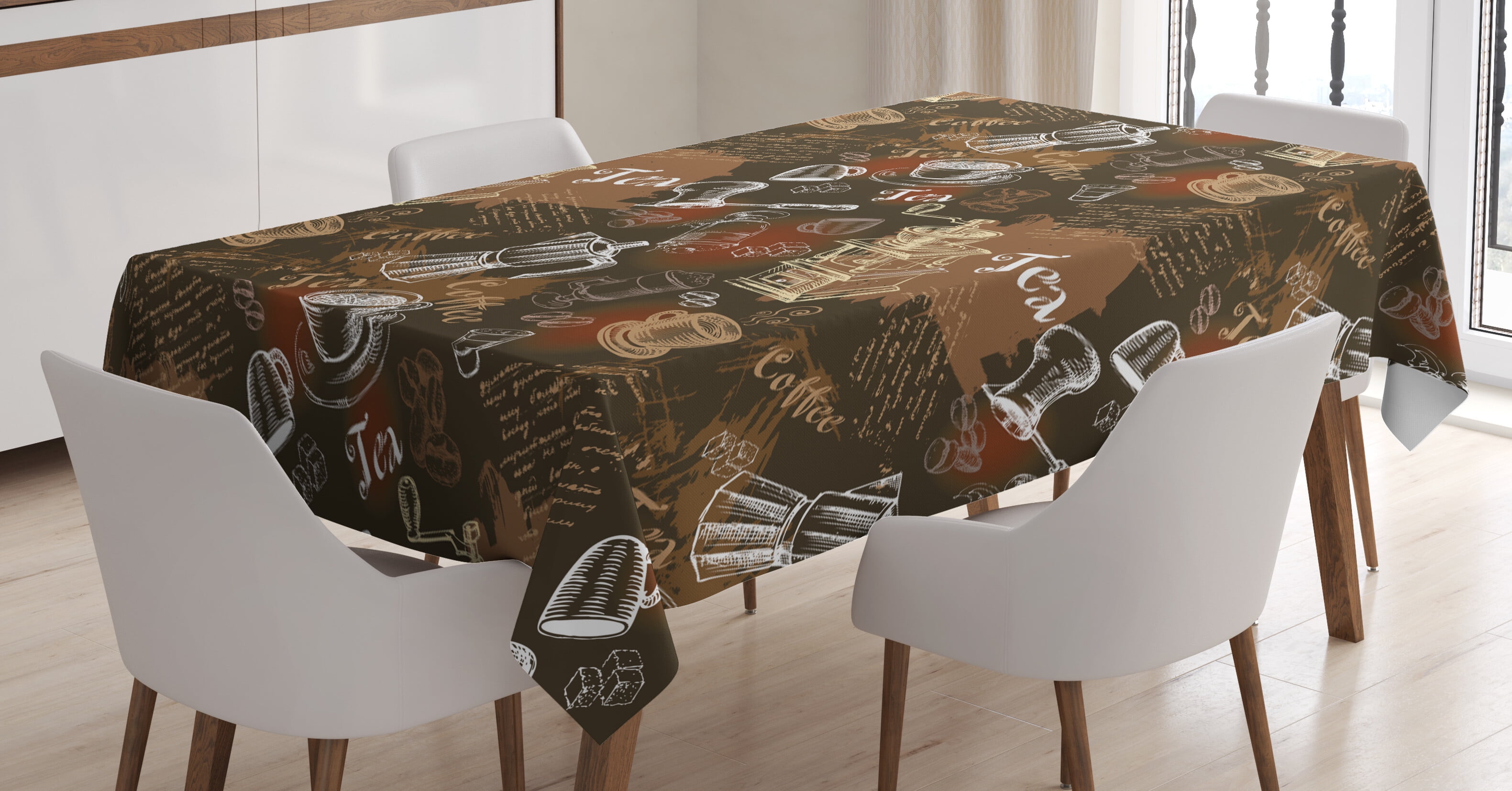 Ambesonne Modern Tablecloth Rectangular Table Cover, European Coffee ...