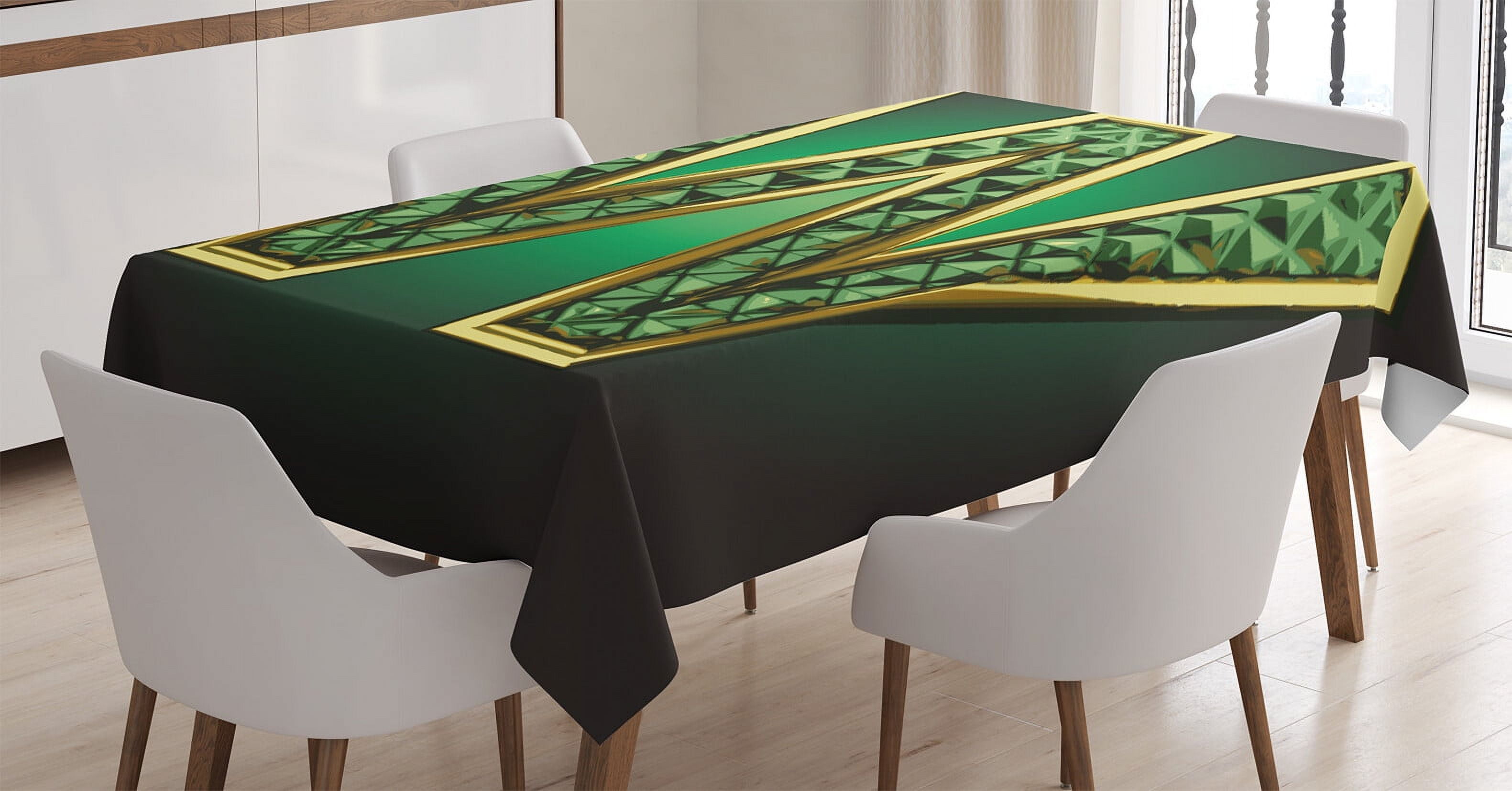 Ambesonne Modern Tablecloth Rectangular Table Cover, Golden Emerald, 52 ...