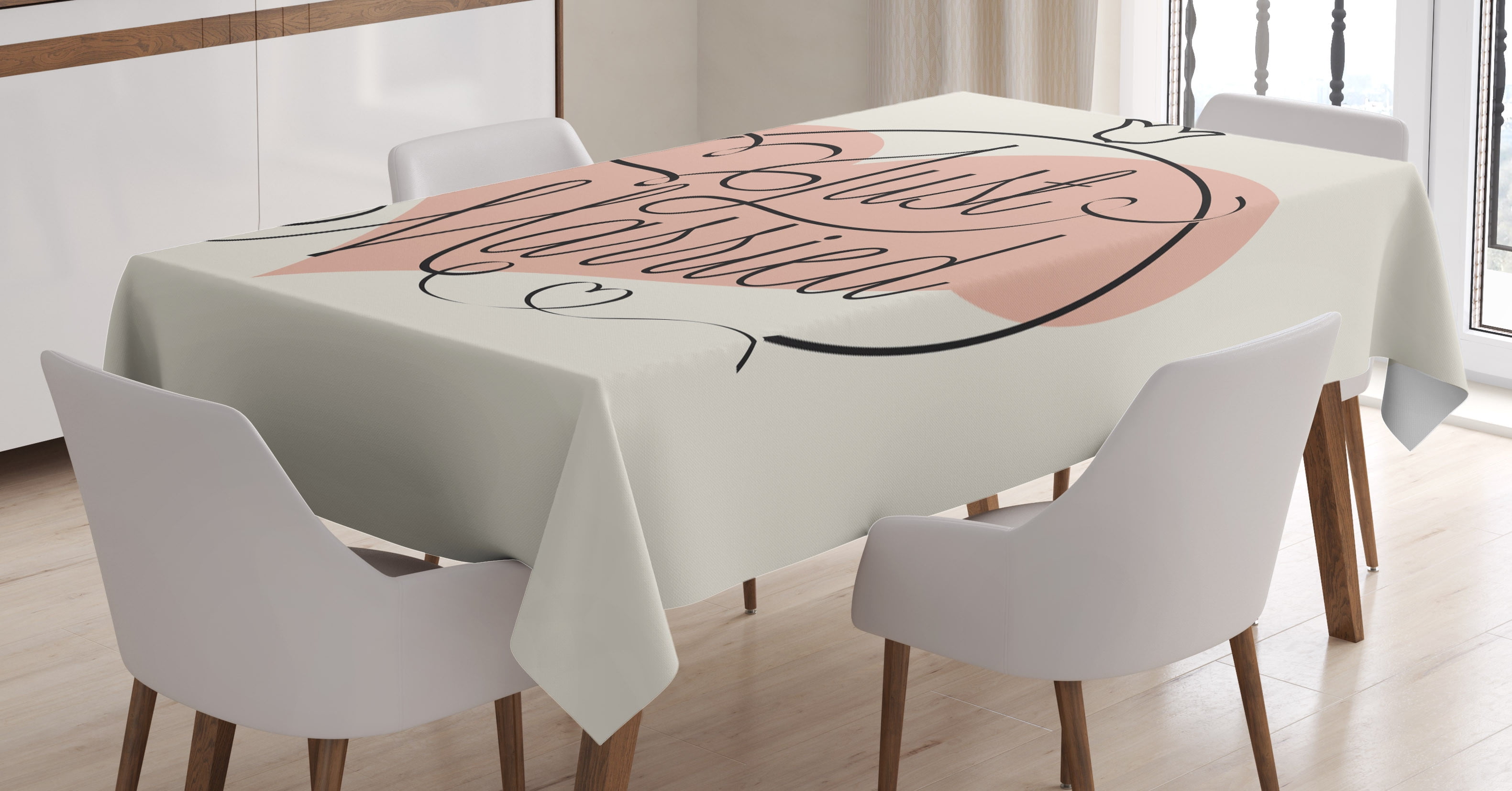 Ambesonne Modern Tablecloth Rectangular Table Cover, Just Married Tulip ...
