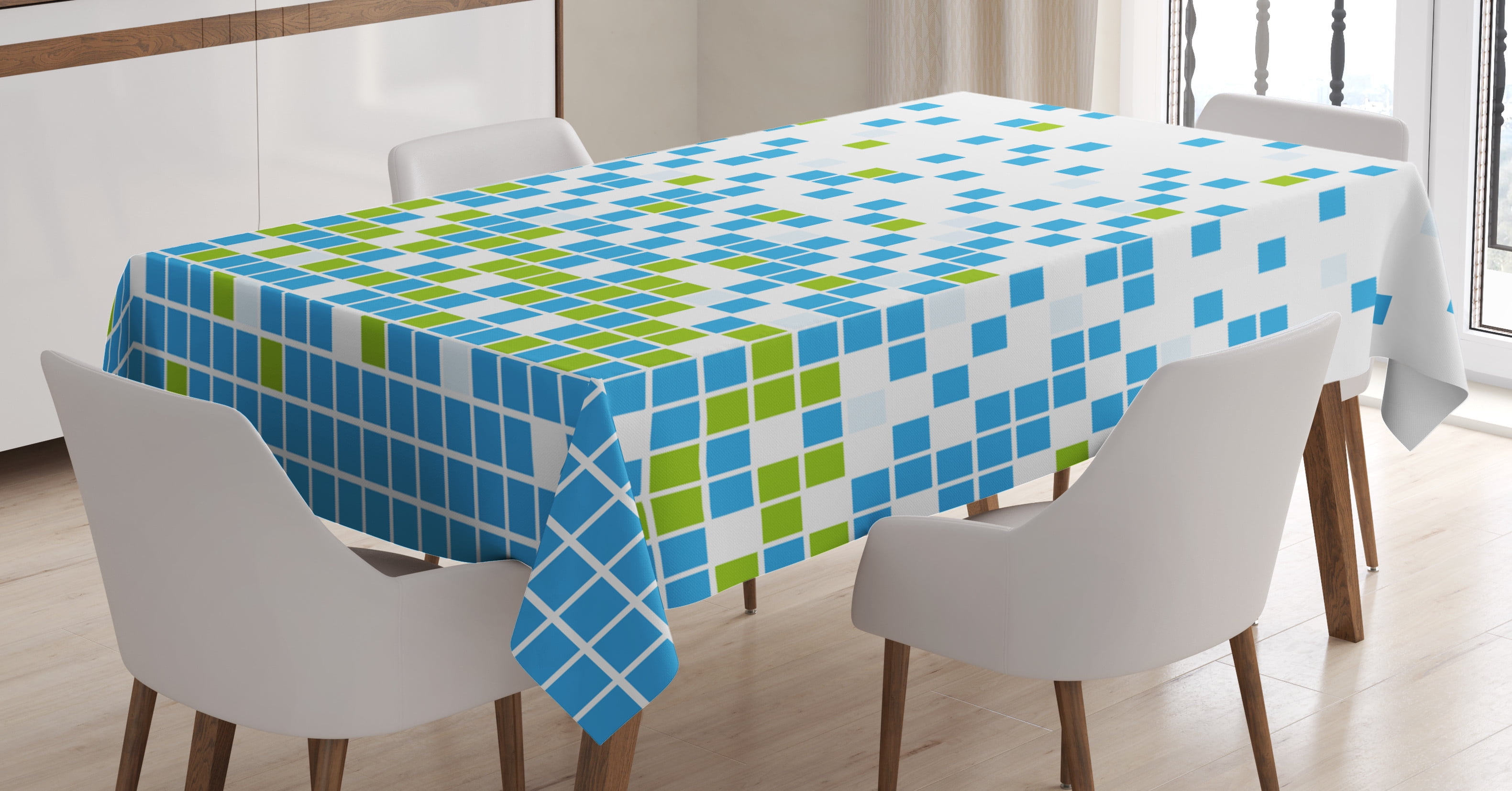 Ambesonne Modern Tablecloth Rectangular Table Cover, Mosaic Grid Pixel ...