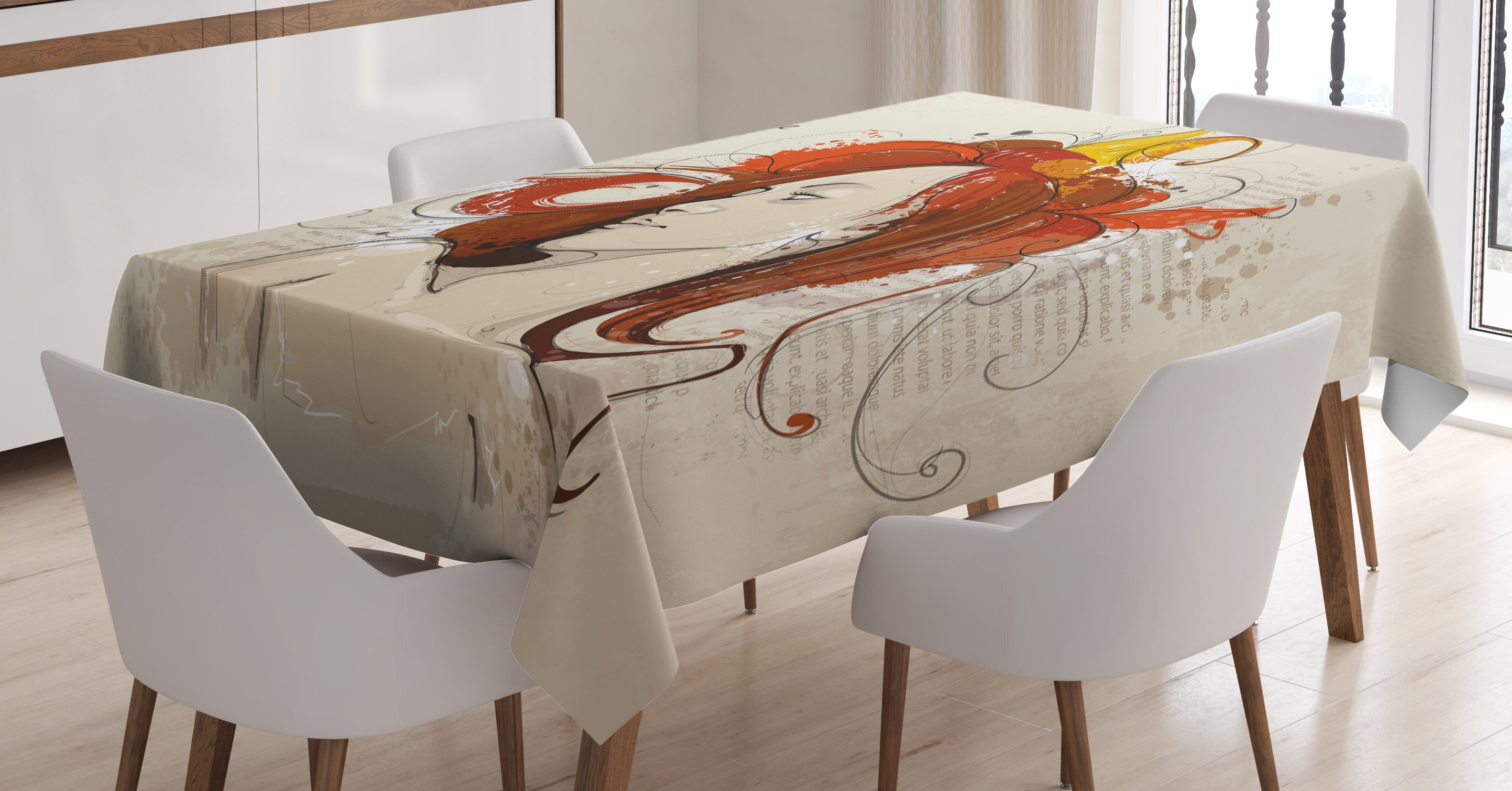 Ambesonne Modern Tablecloth Rectangular Table Cover, Muse Woman Grungy ...