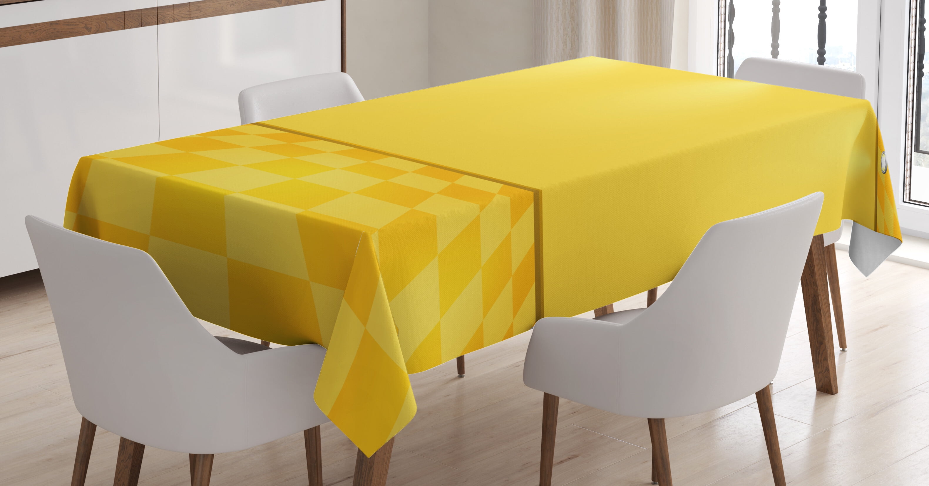 Ambesonne Modern Tablecloth Rectangular Table Cover, Yellow Lemon Chess ...
