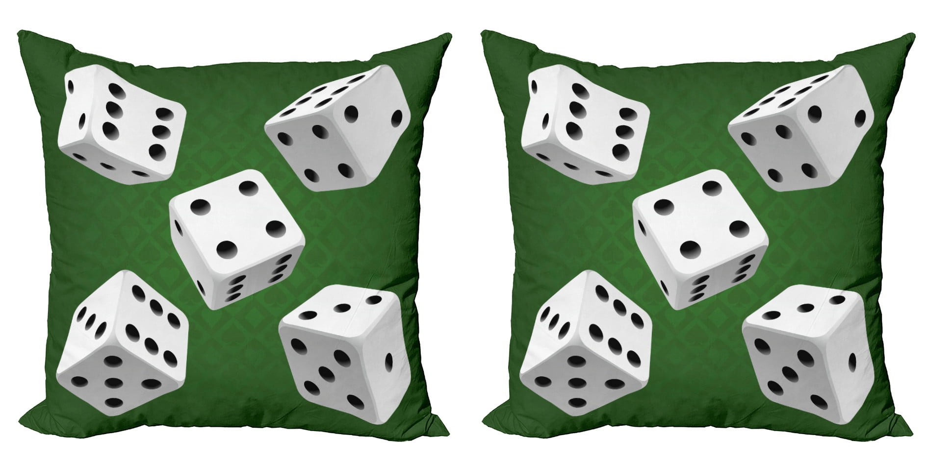 Ambesonne Modern Throw Pillow Cover 2 Pack, Casino Rolling Dice Set, 18 ...