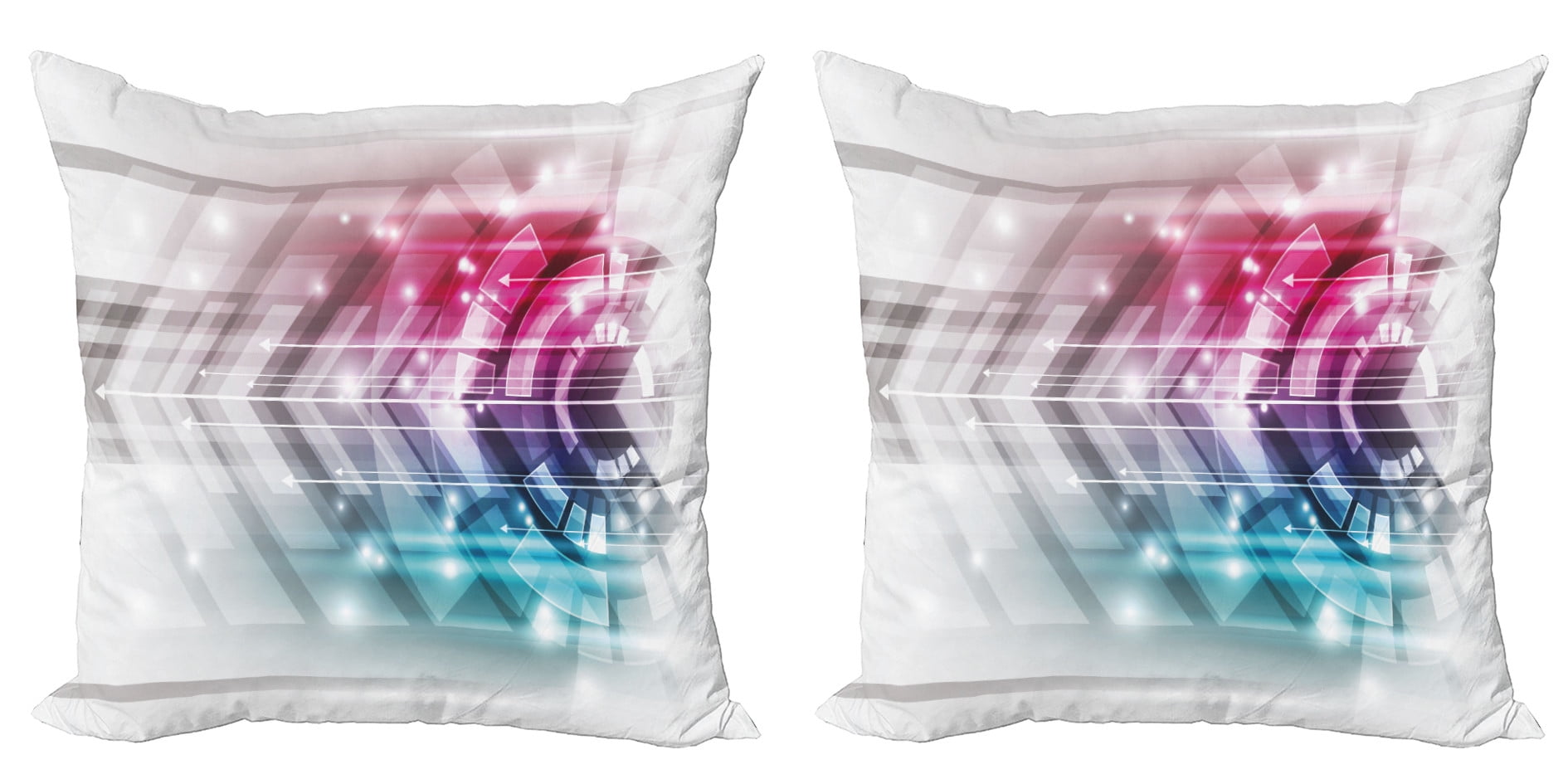 Ambesonne Modern Throw Pillow Cover 2 Pack, Futuristic Geometric, 24 ...