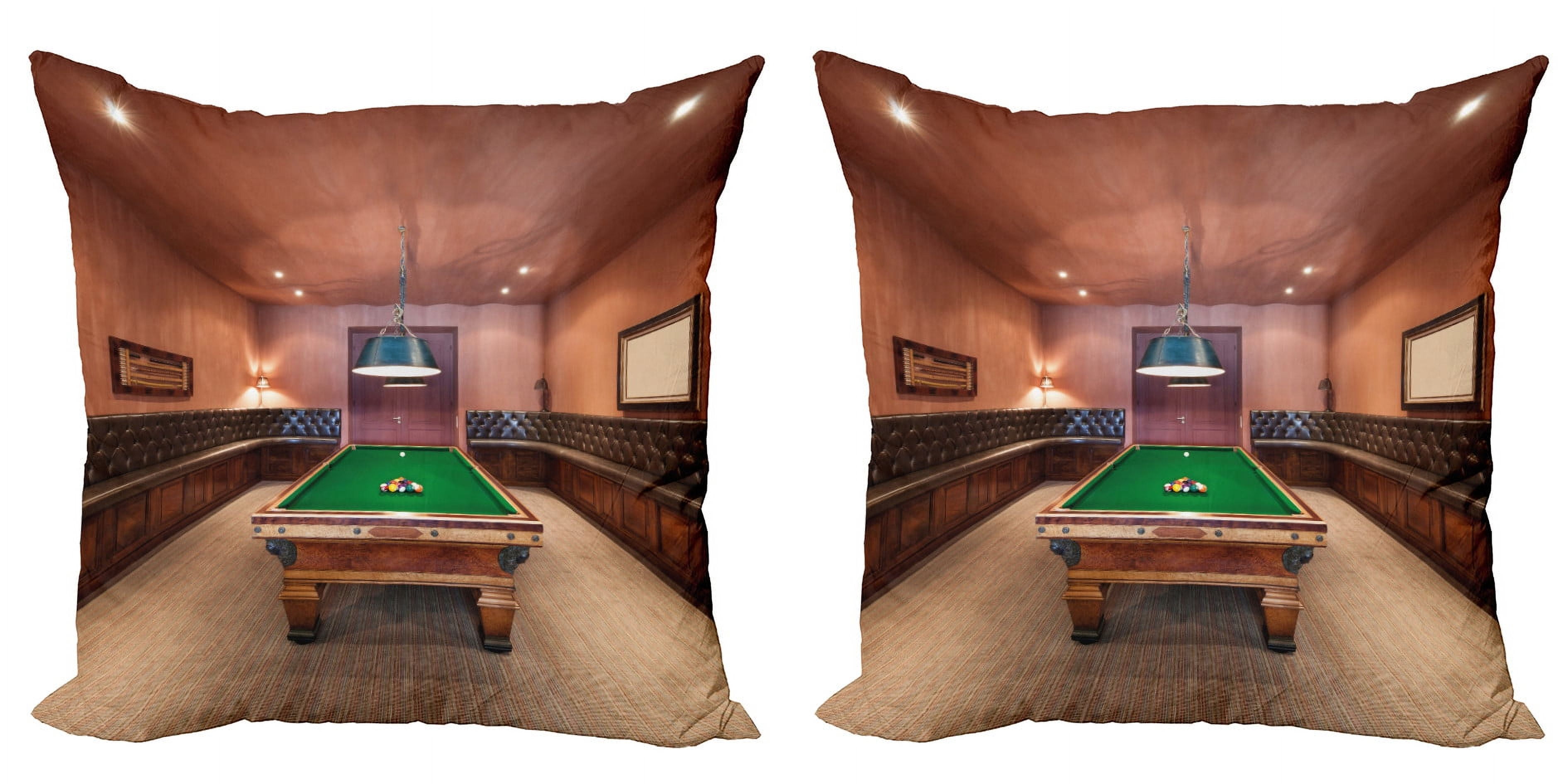 Ambesonne Modern Throw Pillow Cover 2 Pack, Pool Table Billiard, 18 ...