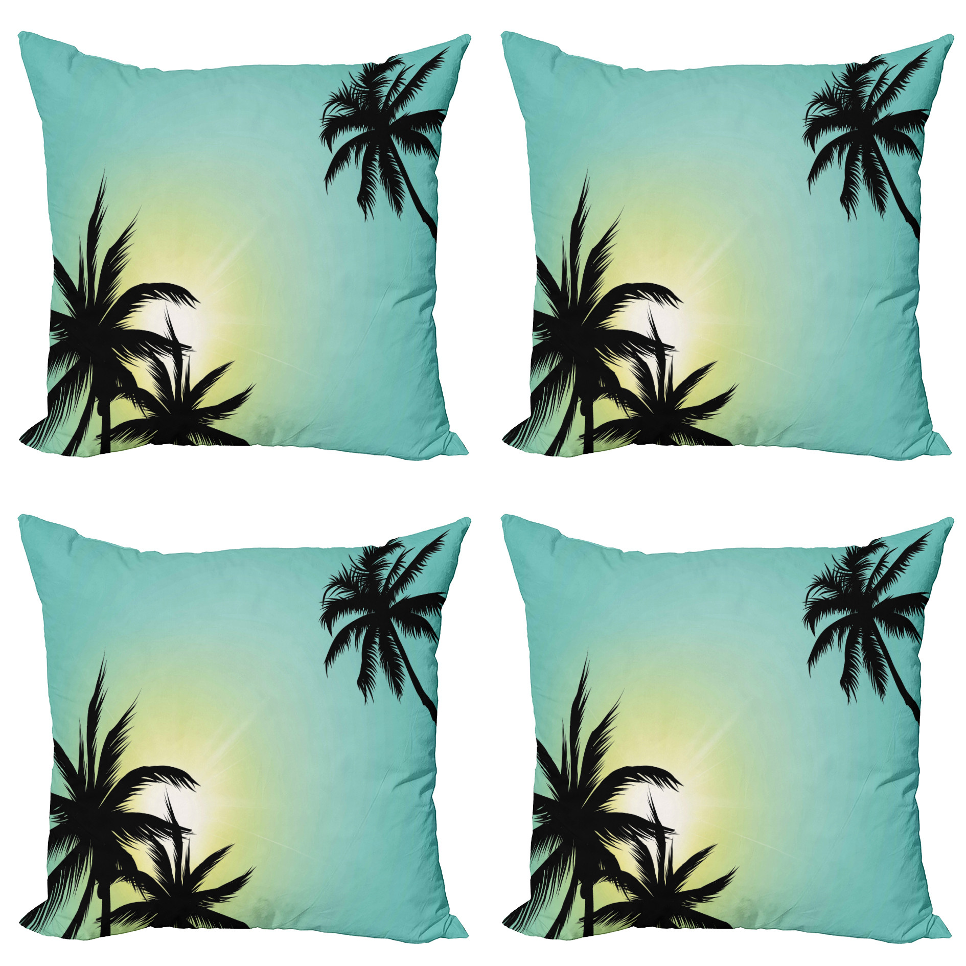Ambesonne Modern Throw Pillow Cover 4 Pack, Hawaiian Miami Beach Sun ...