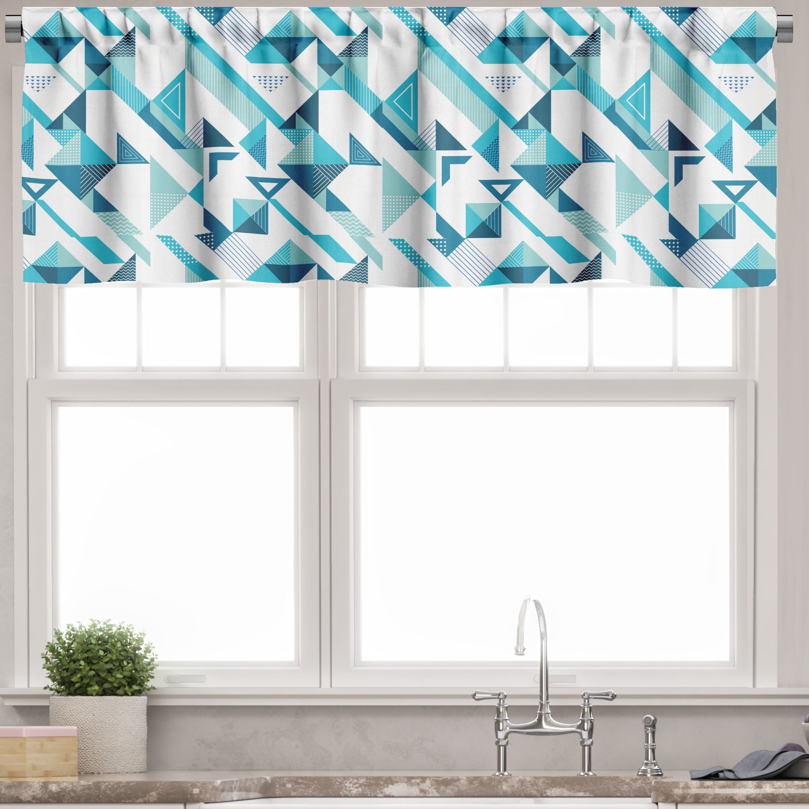 Ambesonne Modern Valance Pack of 2, Whimsical Geometric Shapes, 54"X18 ...