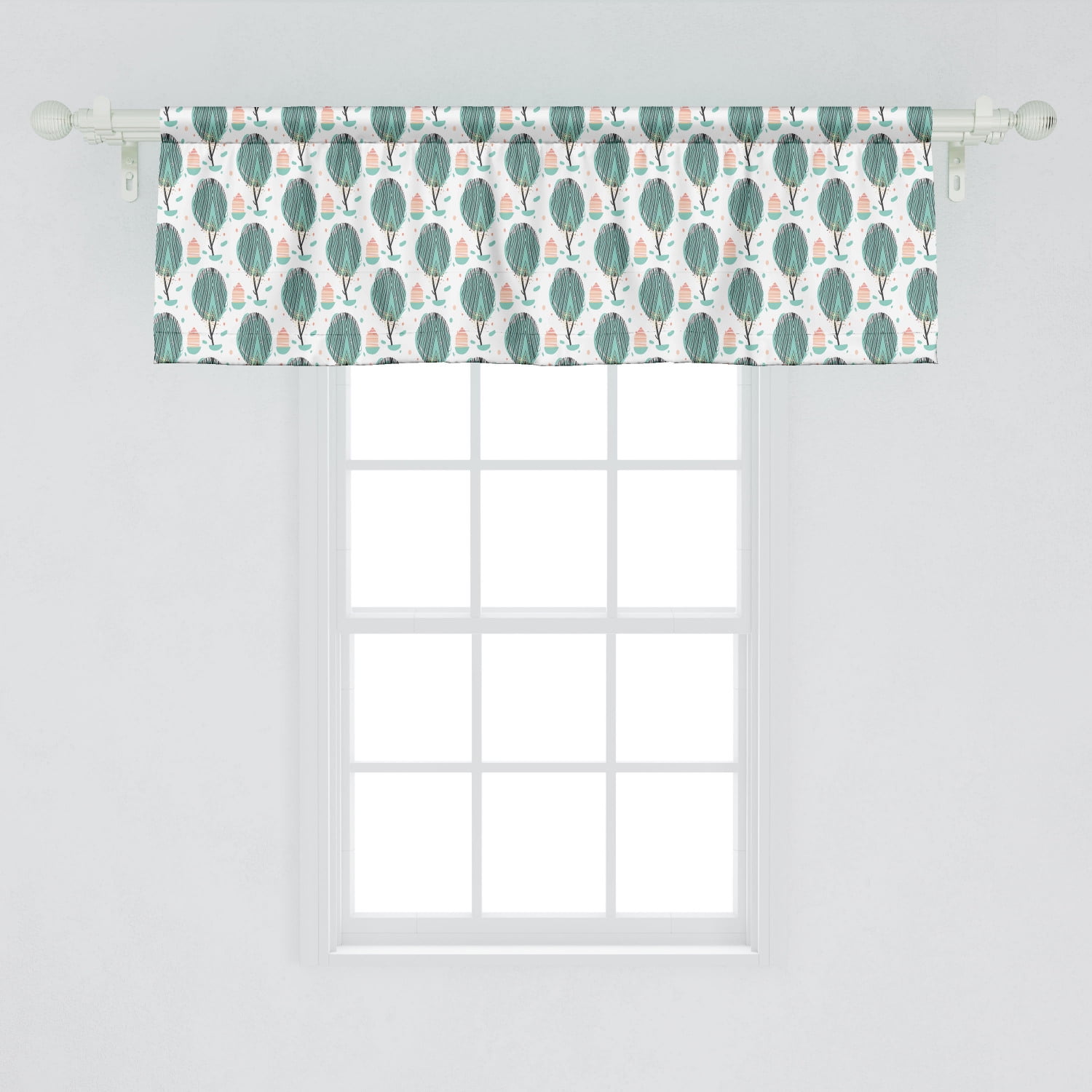 Ambesonne Modern Window Valance, Abstract Geometric Outdoors Pattern ...