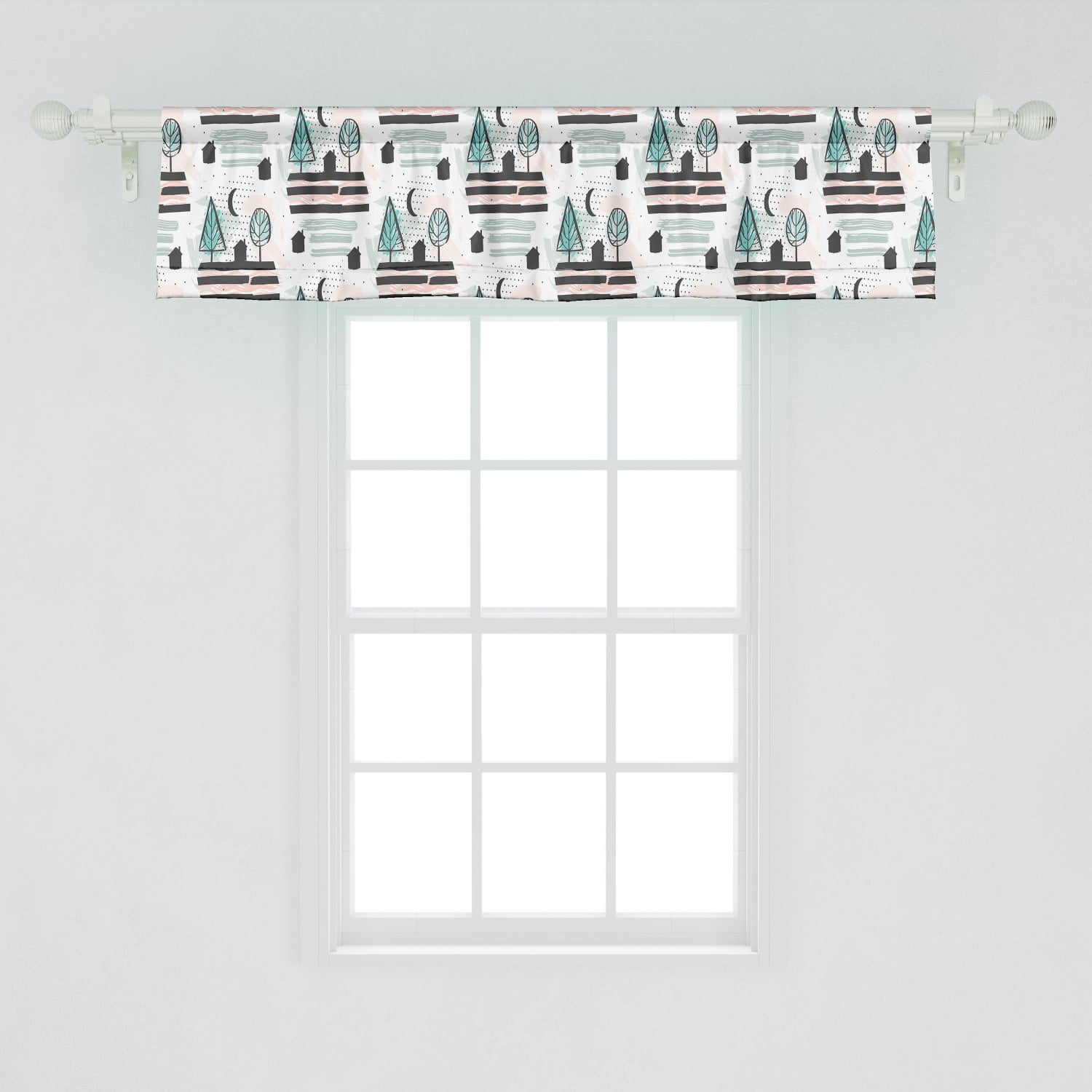 Ambesonne Modern Window Valance, Abstract Scandinavian Graphic ...
