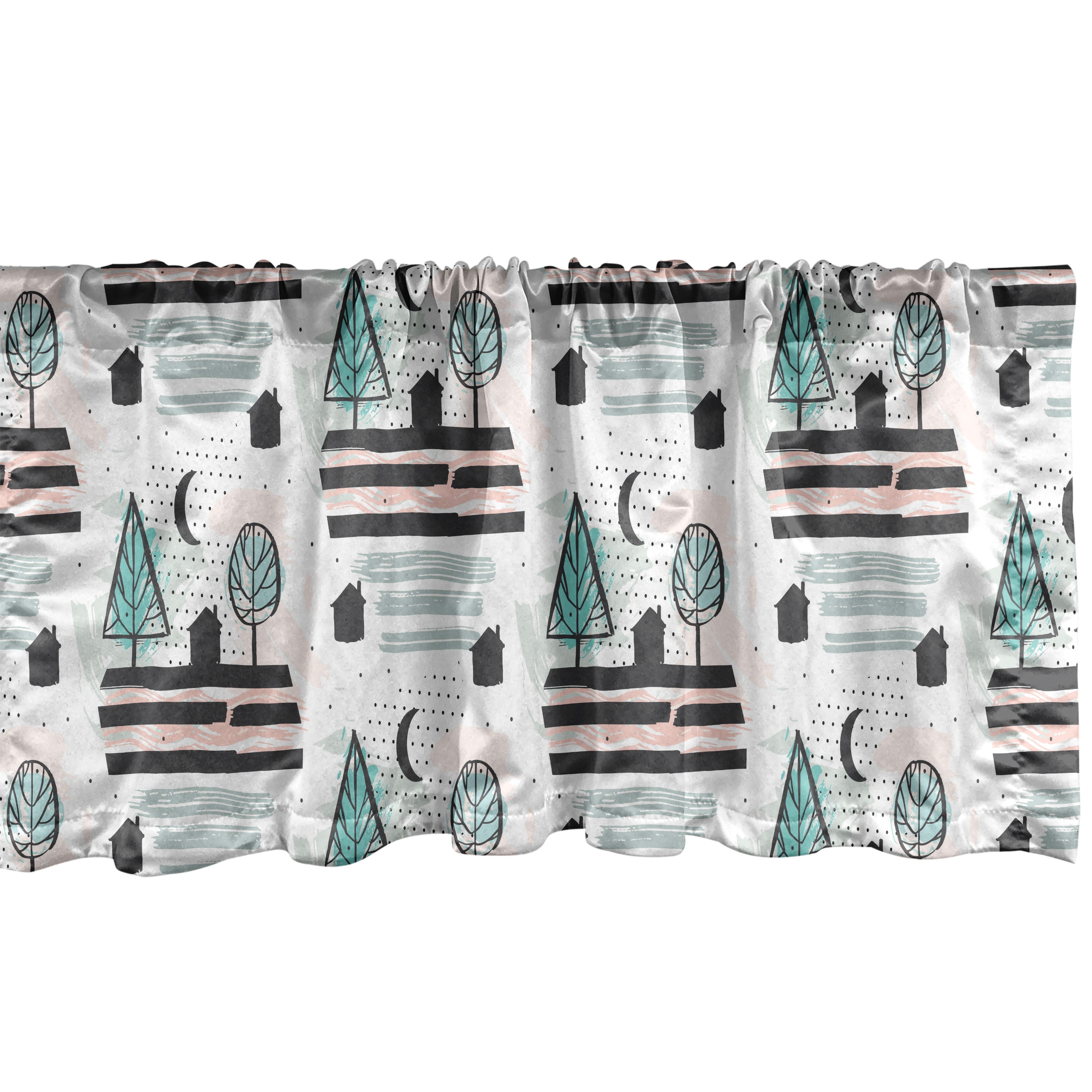 Ambesonne Modern Window Valance, Abstract Scandinavian Graphic ...