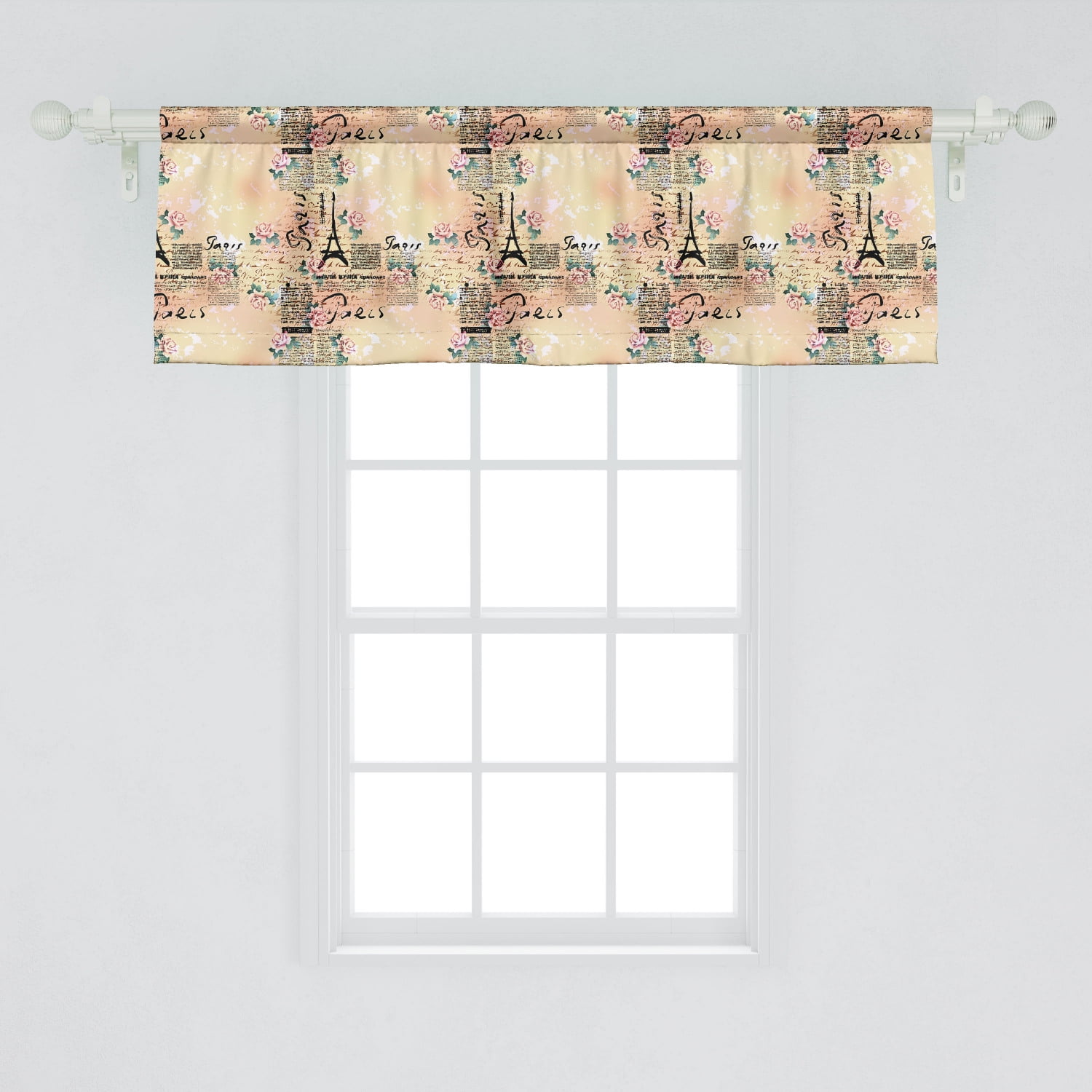 Ambesonne Modern Window Valance, French Paris Themed Lettering with ...