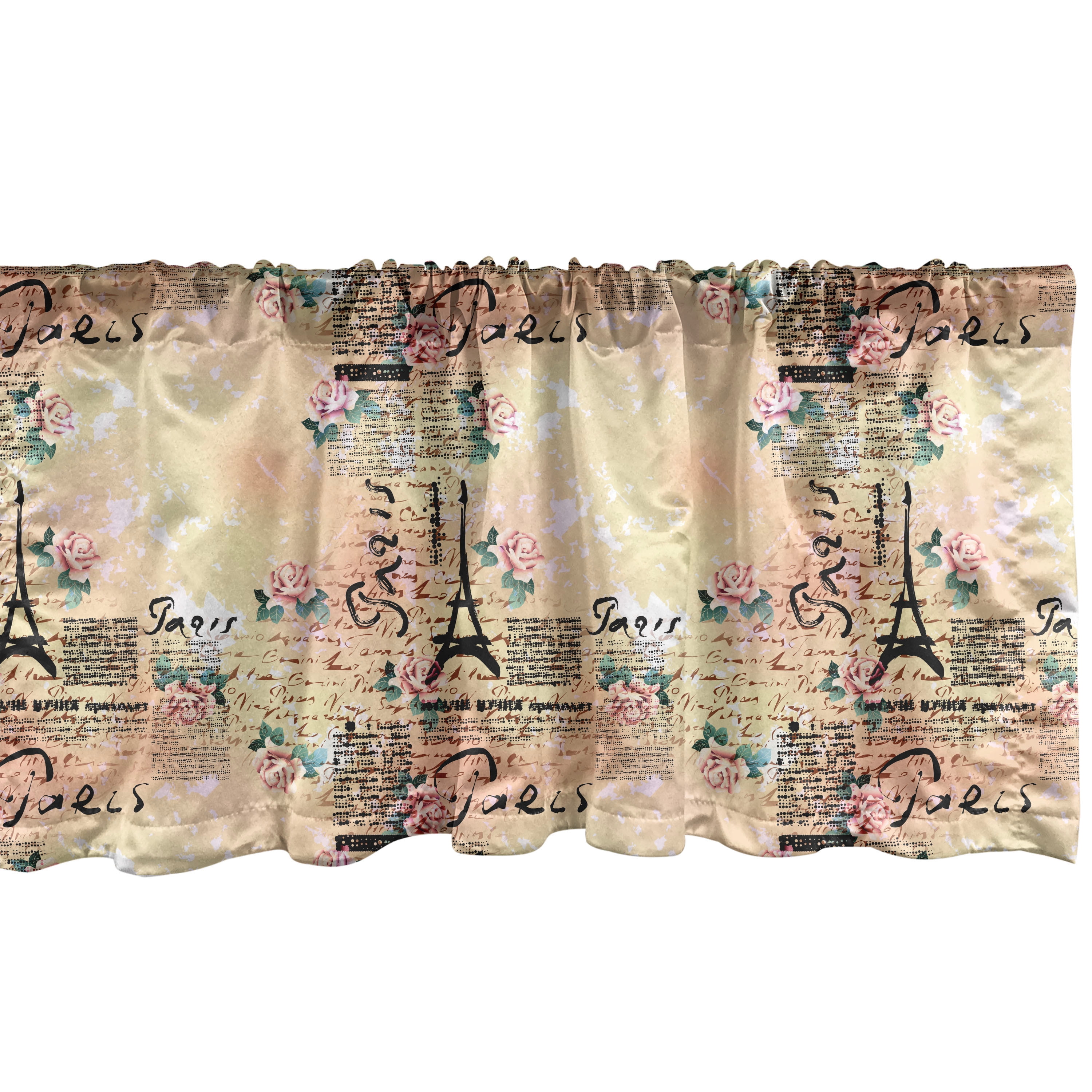 Ambesonne Modern Window Valance, French Paris Themed Lettering with ...