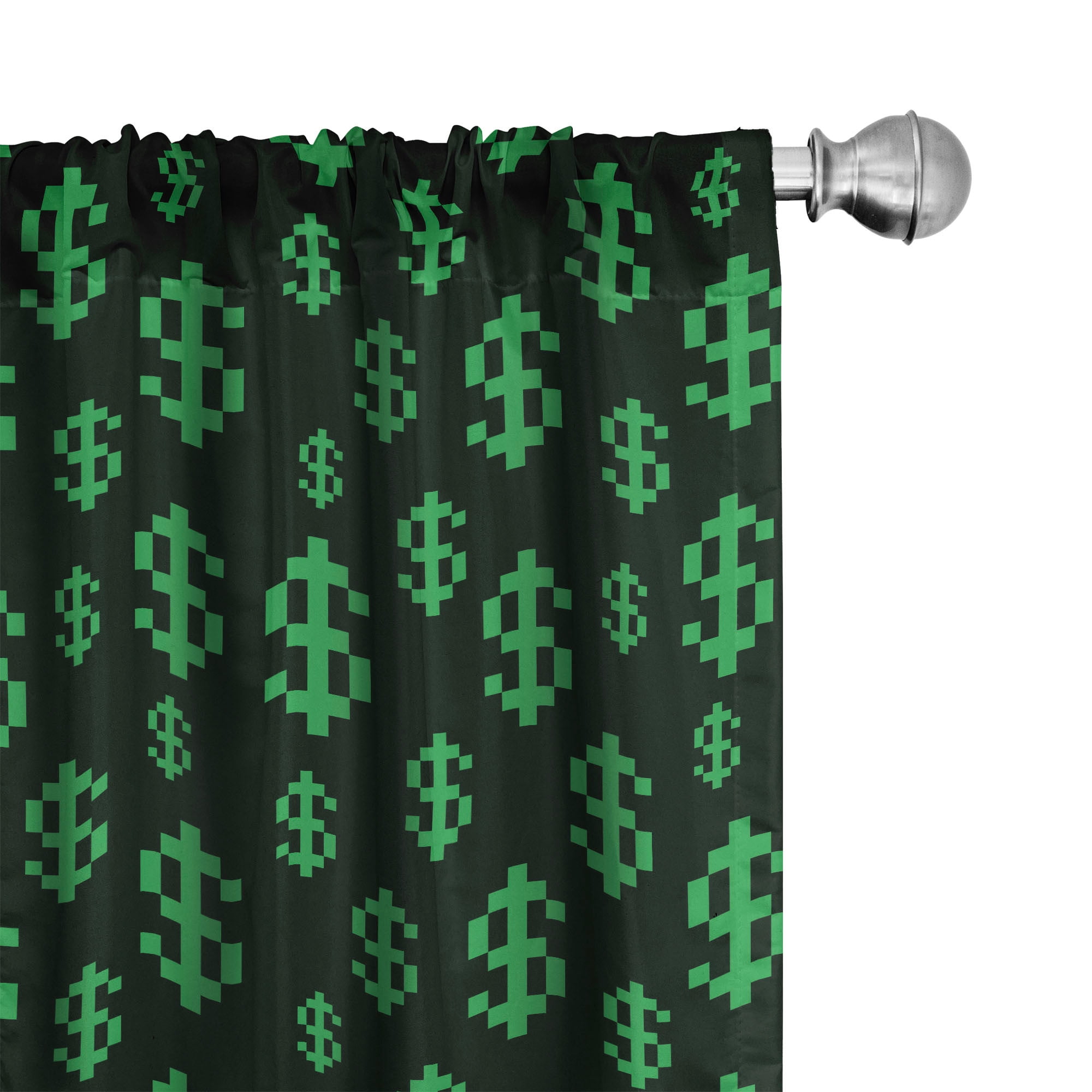 Ambesonne Money Curtains, Pixel Art Dollar Pattern, 2 Panels 28x63 ...