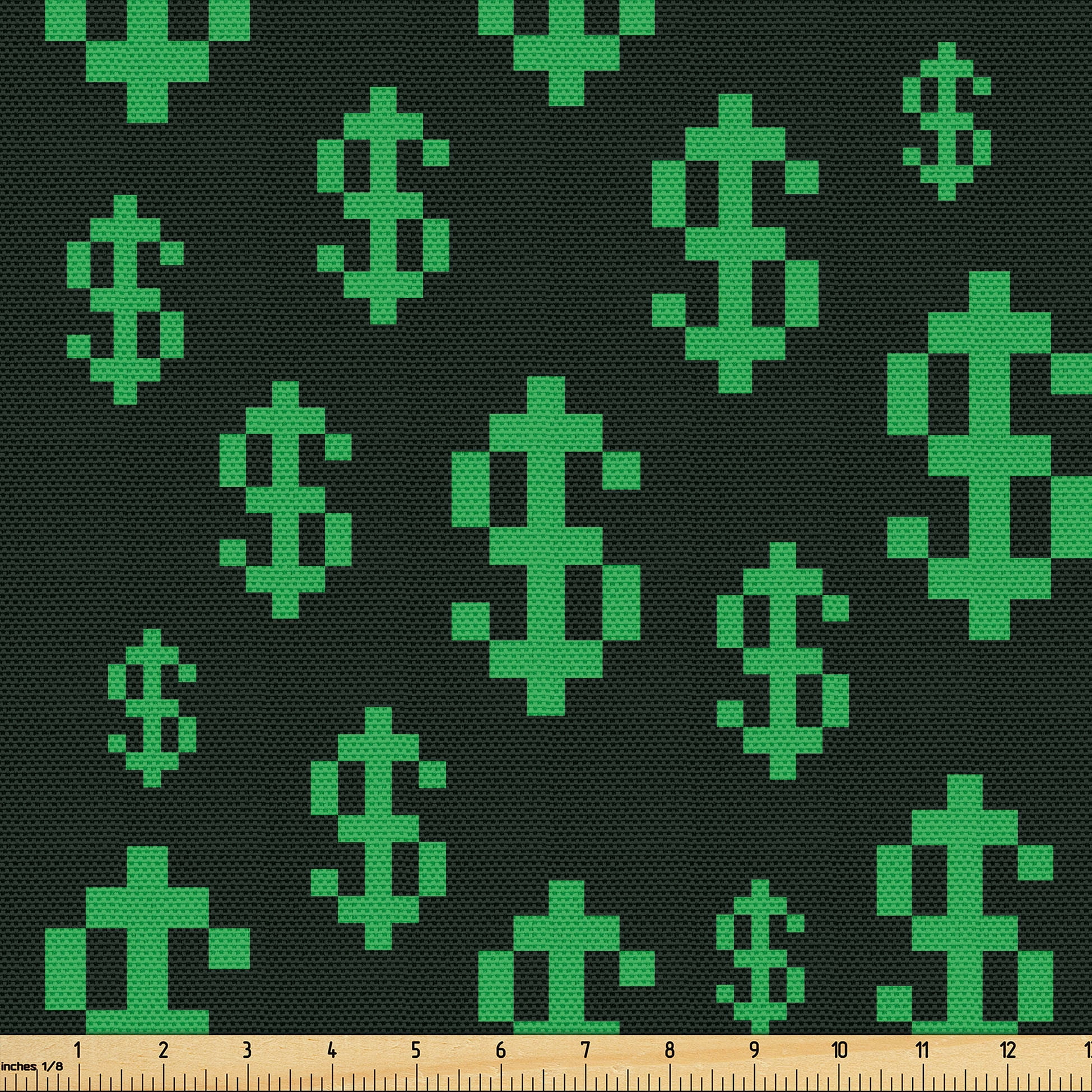 Ambesonne Money Fabric by the Yard Upholstery, Pixel Art Dollar Pattern ...