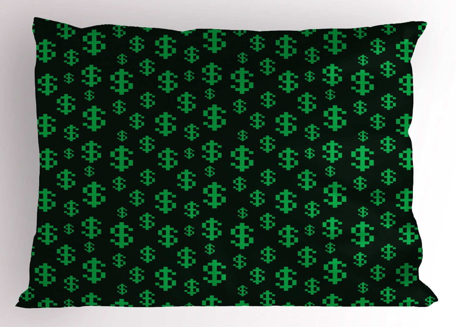 Ambesonne Money Pillow Sham, Pixel Art Dollar Pattern, 26" X 20", Dark ...
