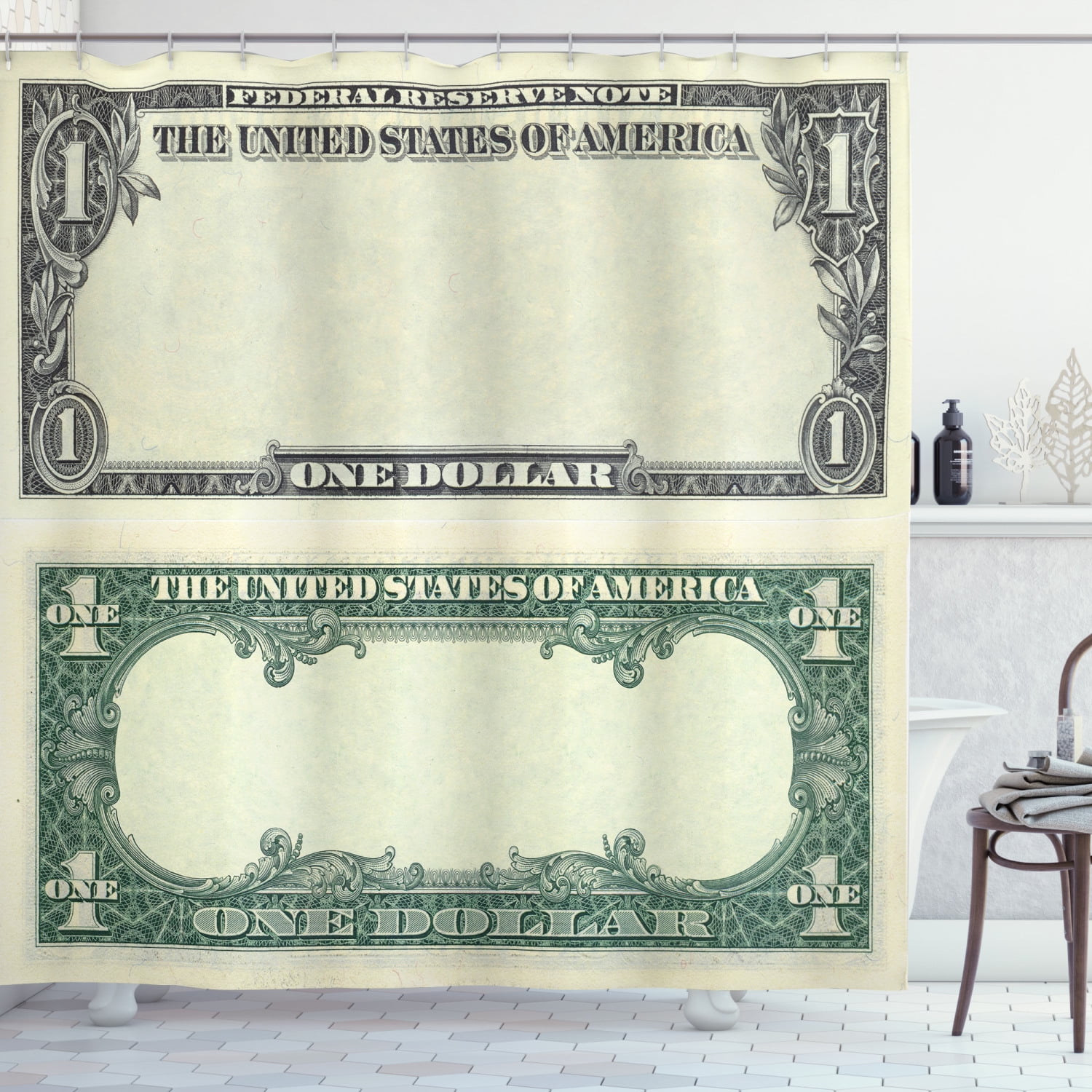 Ambesonne Money Shower Curtain, Dollar Buck, 69"Wx75"L, Pale Green Grey ...