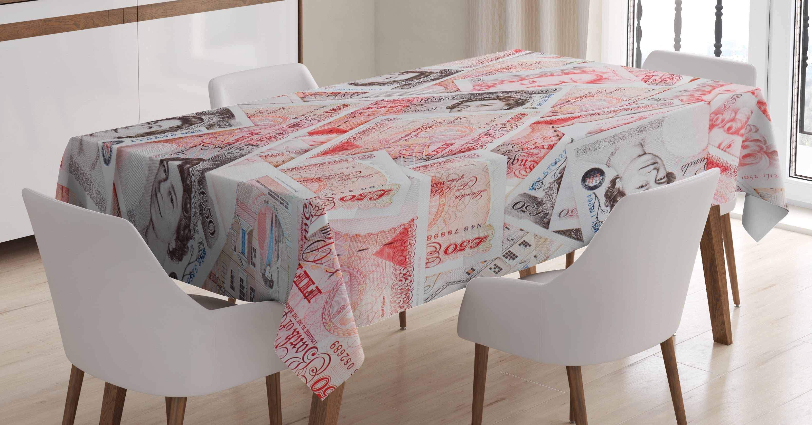 Ambesonne Money Tablecloth Rectangular Table Cover, Bills of Britain ...