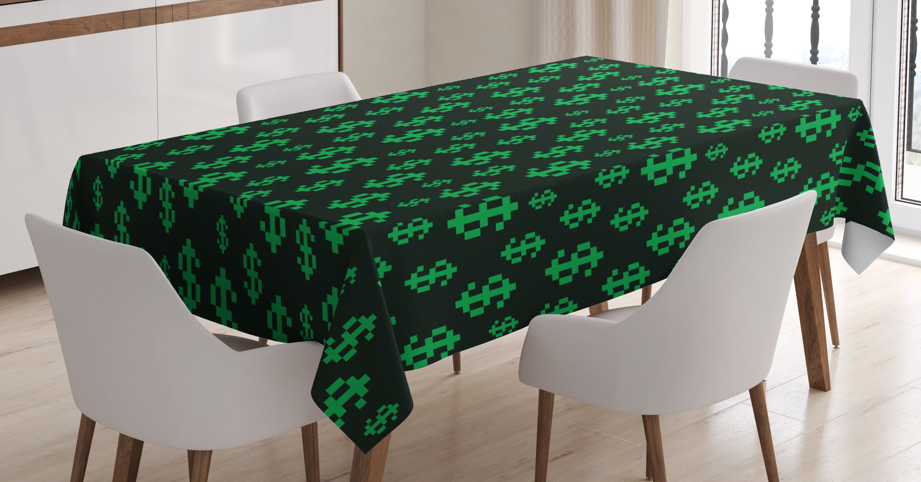 Ambesonne Money Tablecloth Rectangular Table Cover, Pixel Art Dollar ...