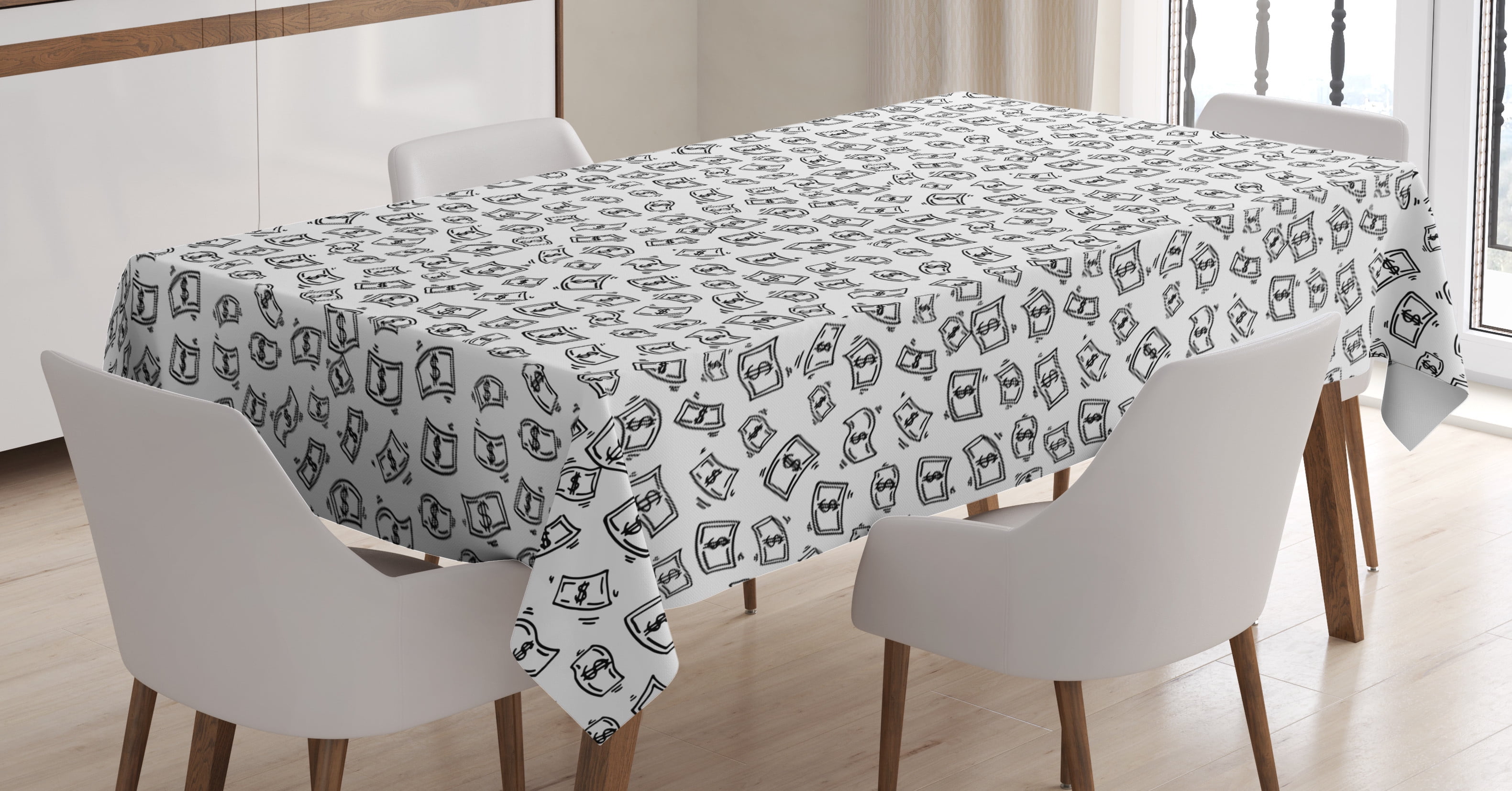 Ambesonne Money Tablecloth Rectangular Table Cover, Raining Dollar ...