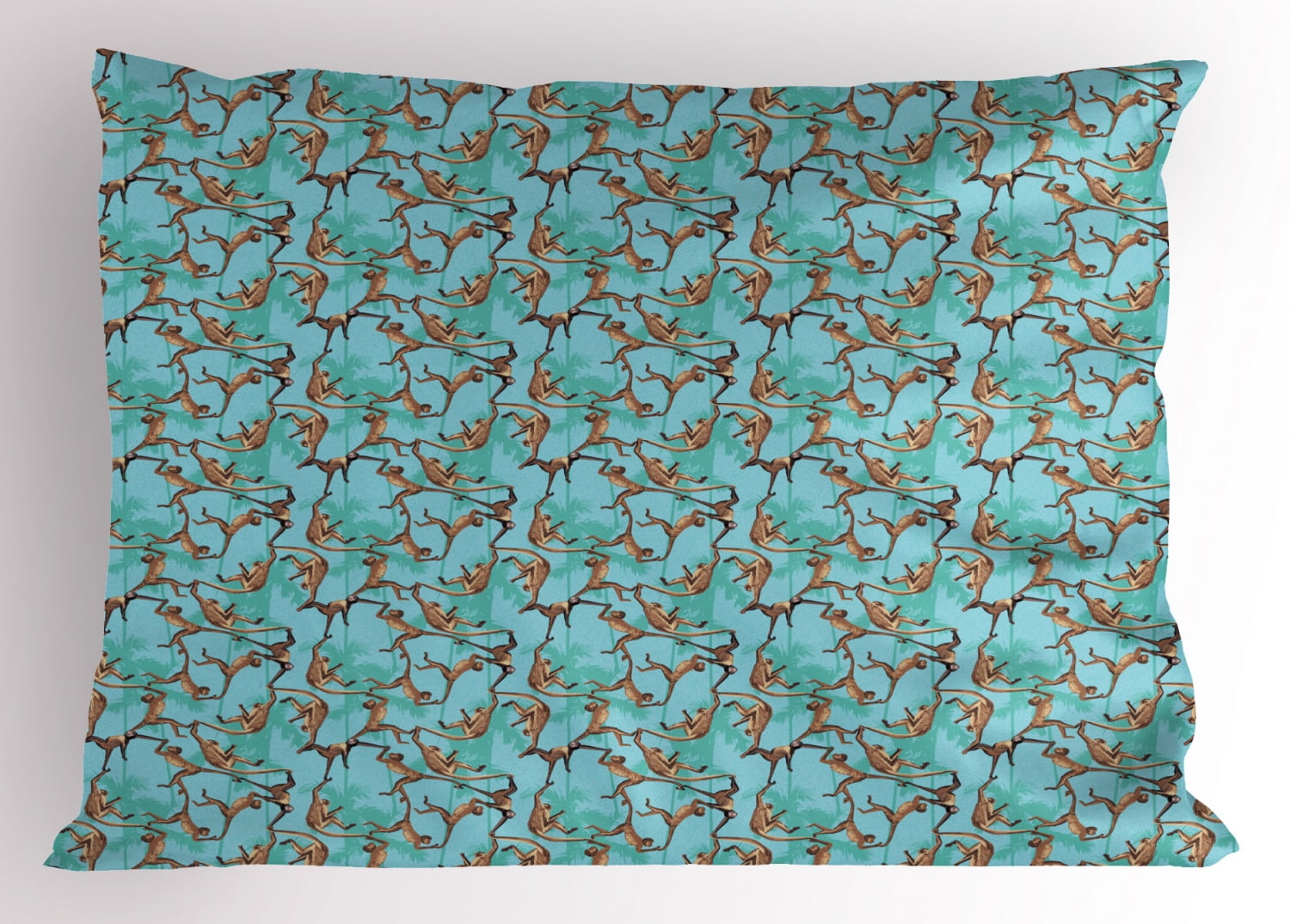Ambesonne Monkey Pillow Sham, Jungle Animals on Branches, 26" X 20 ...