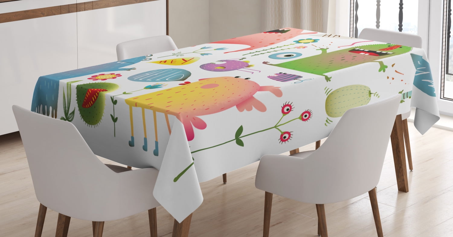 Ambesonne Monster Tablecloth Rectangular Table Cover, Alien Creatures ...