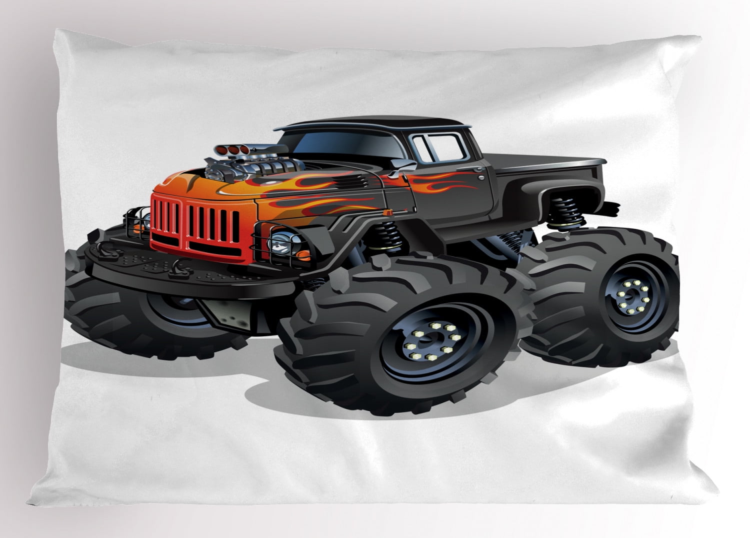 Ambesonne Monster Truck Pillow Sham, Cartoon Truck, 26" X 20", Charcoal ...