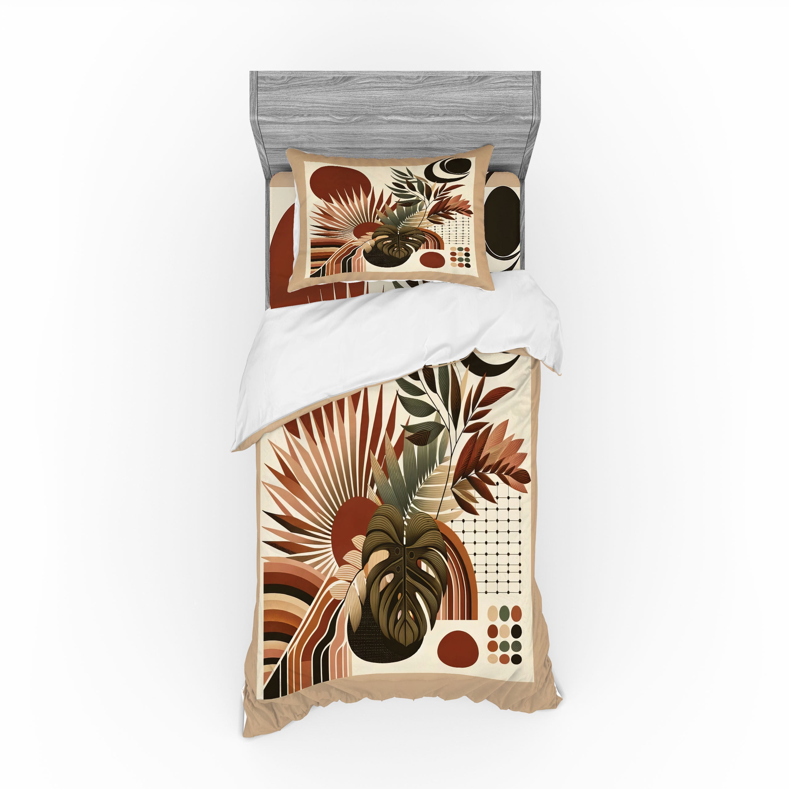 Ambesonne Monstera Bedding Set 3 Pcs, Abstract Mid Century Boho, Twin ...