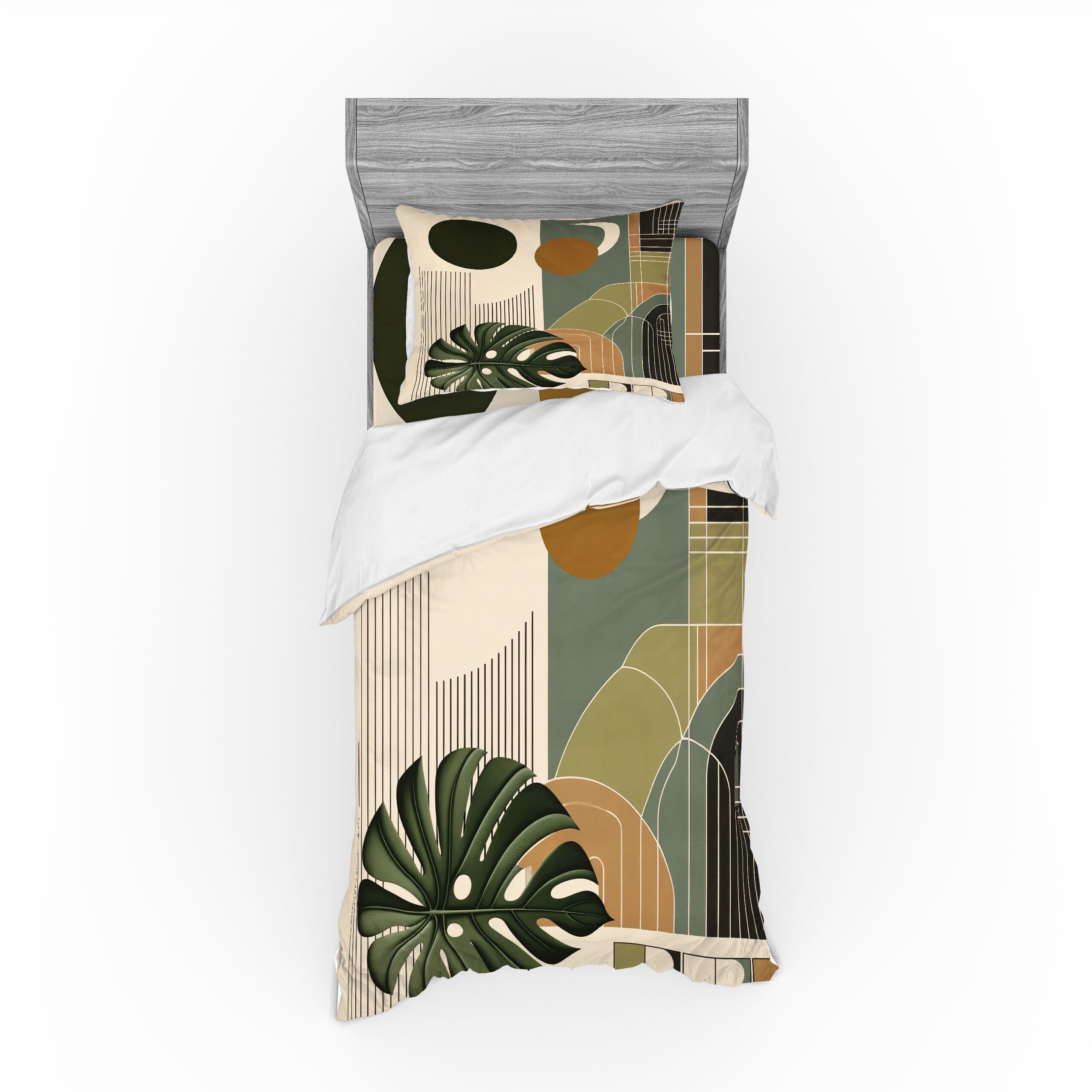 Ambesonne Monstera Bedding Set 3 Pcs, Boho Abstract Mid Century, Twin ...