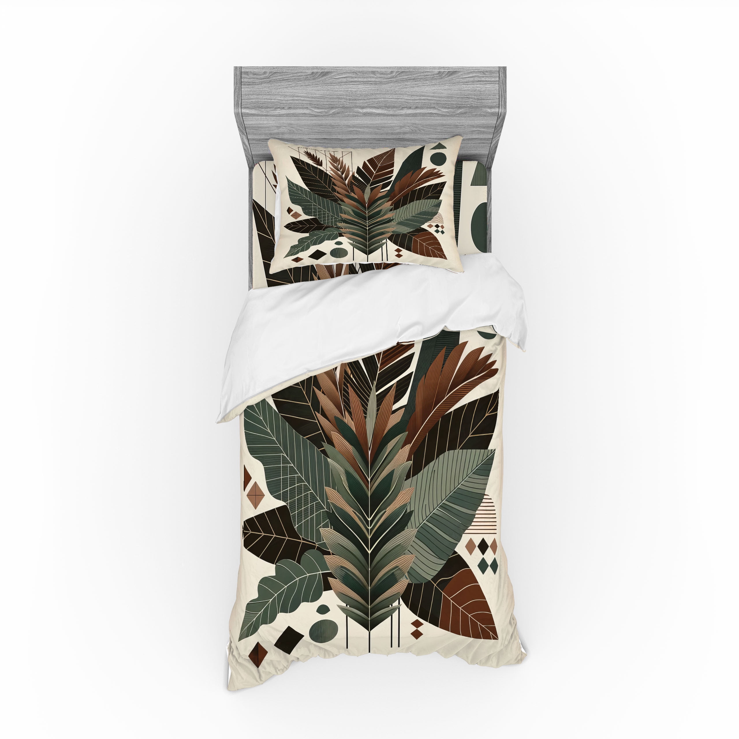 Ambesonne Monstera Bedding Set 3 Pcs, Boho Abstract Tropical Art, Twin ...