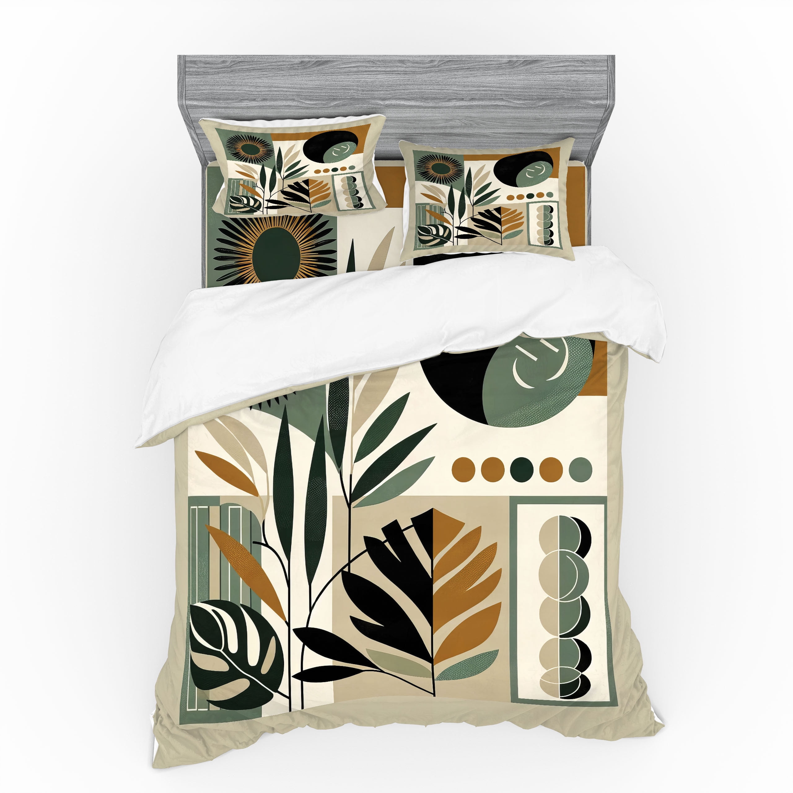 Ambesonne Monstera Bedding Set 4 Pcs, Abstract Boho Leaves Art, Queen ...