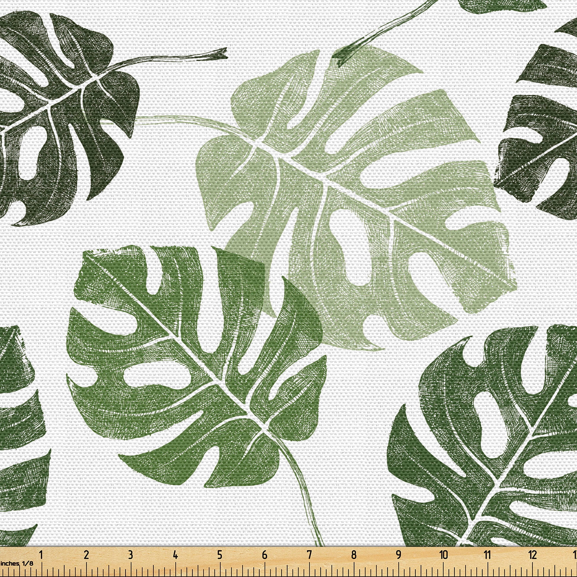 Ambesonne Monstera Fabric by the Yard Upholstery, Tropical Jungle ...