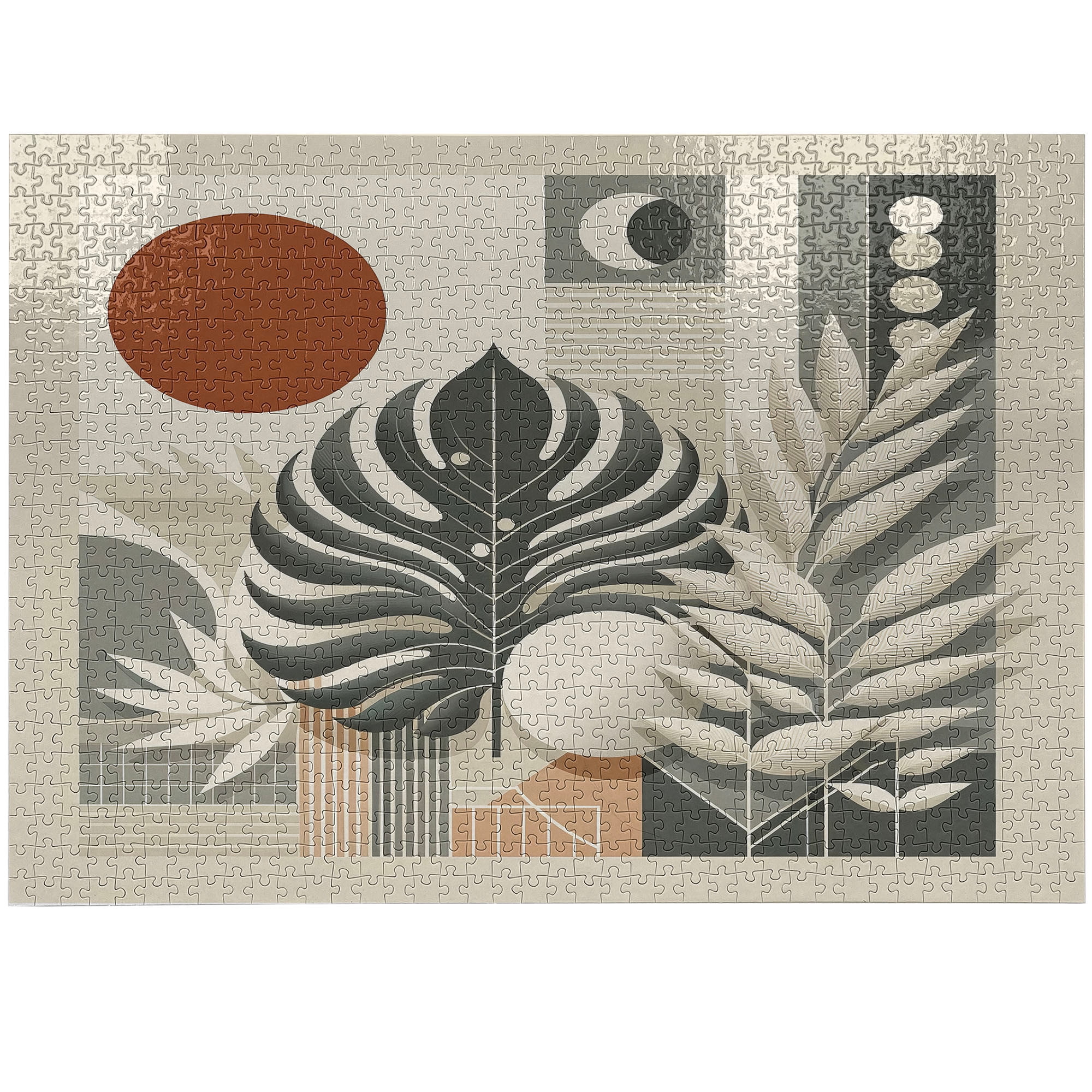 Ambesonne Monstera Jigsaw Puzzle, Neutral Mid Century Boho, Heirloom ...