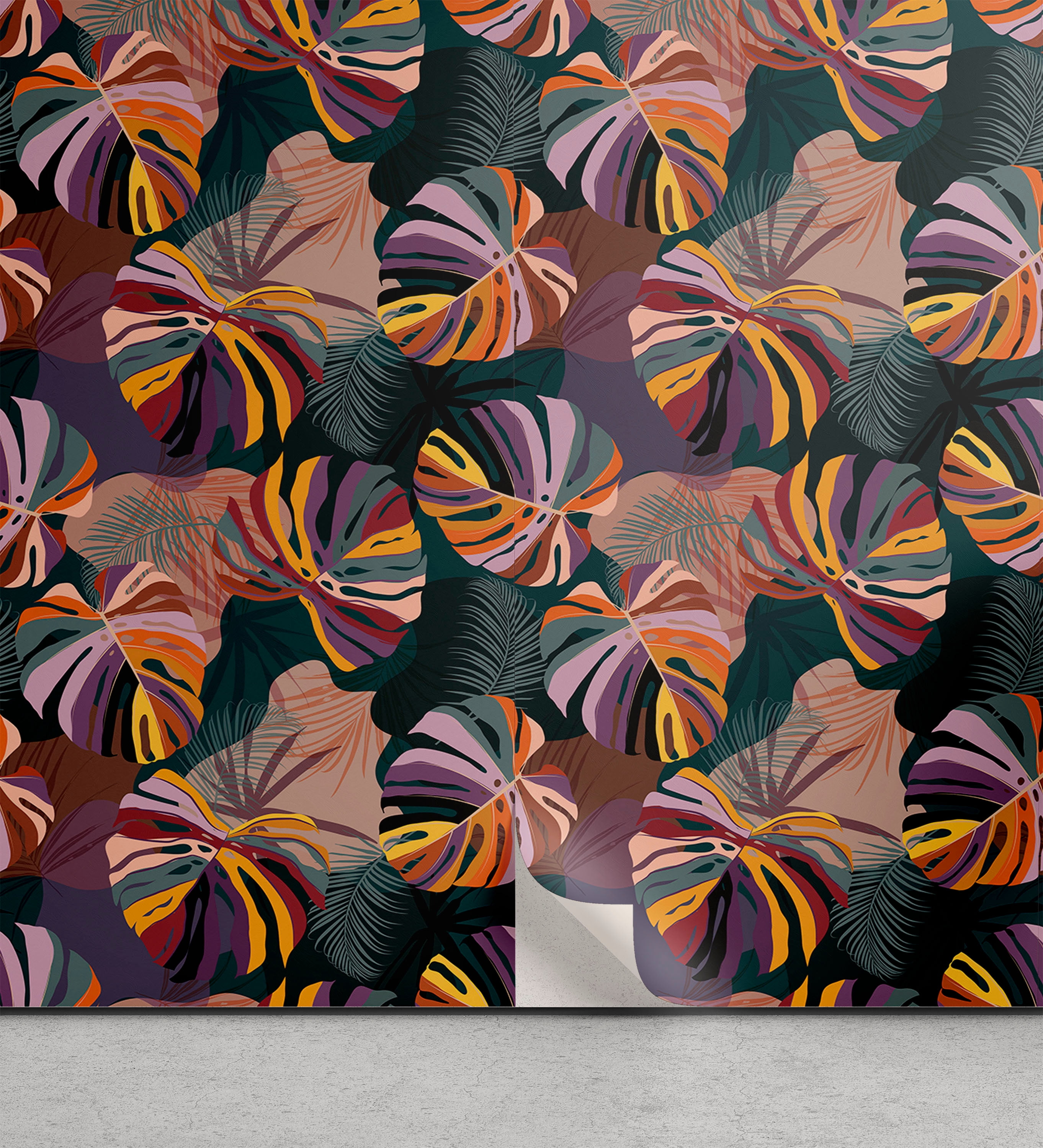 Ambesonne Monstera Peel & Stick Wallpaper for Home, Color Jumble Exotic ...