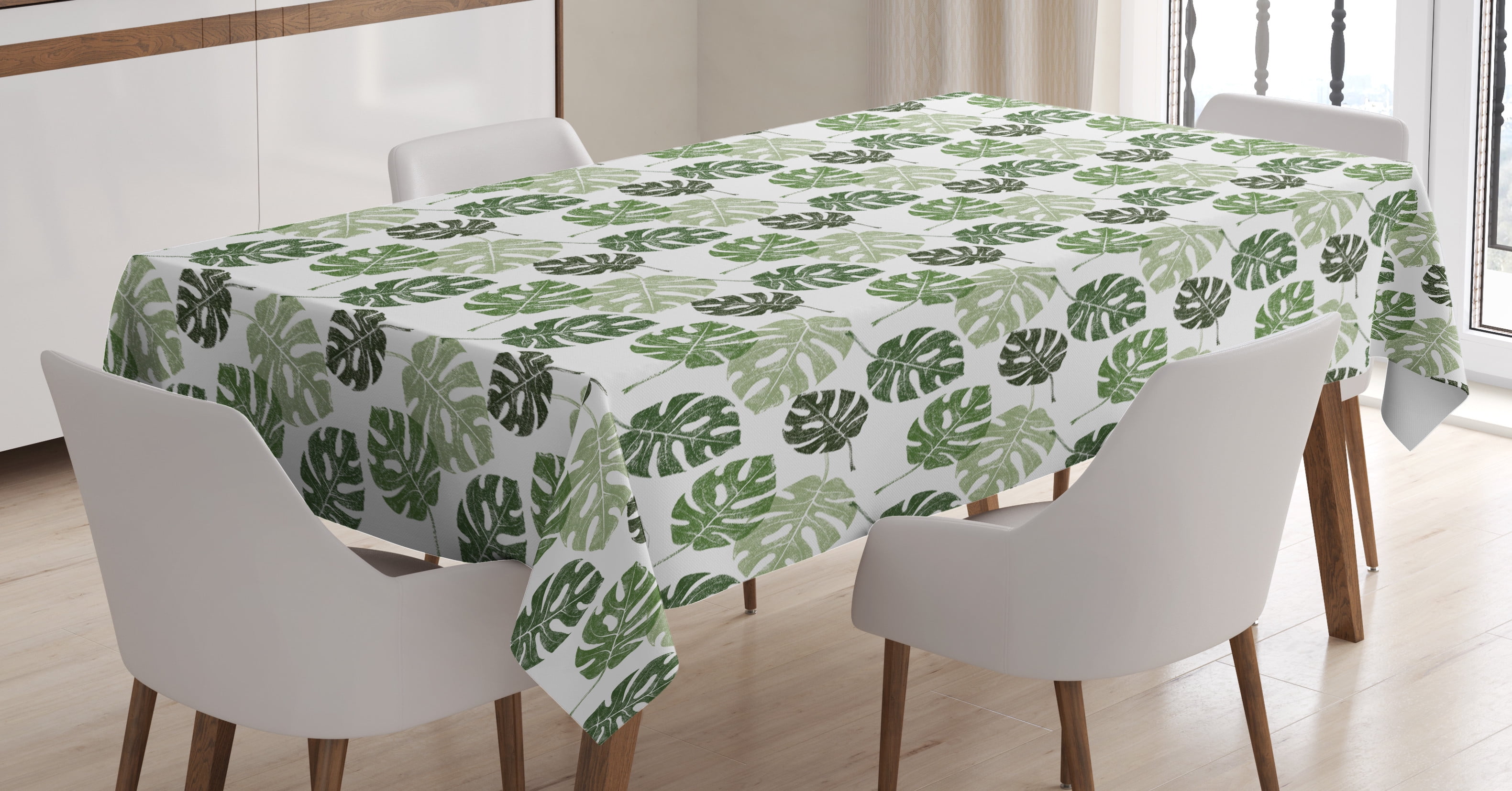 Ambesonne Monstera Tablecloth Rectangular Table Cover, Tropical Jungle ...