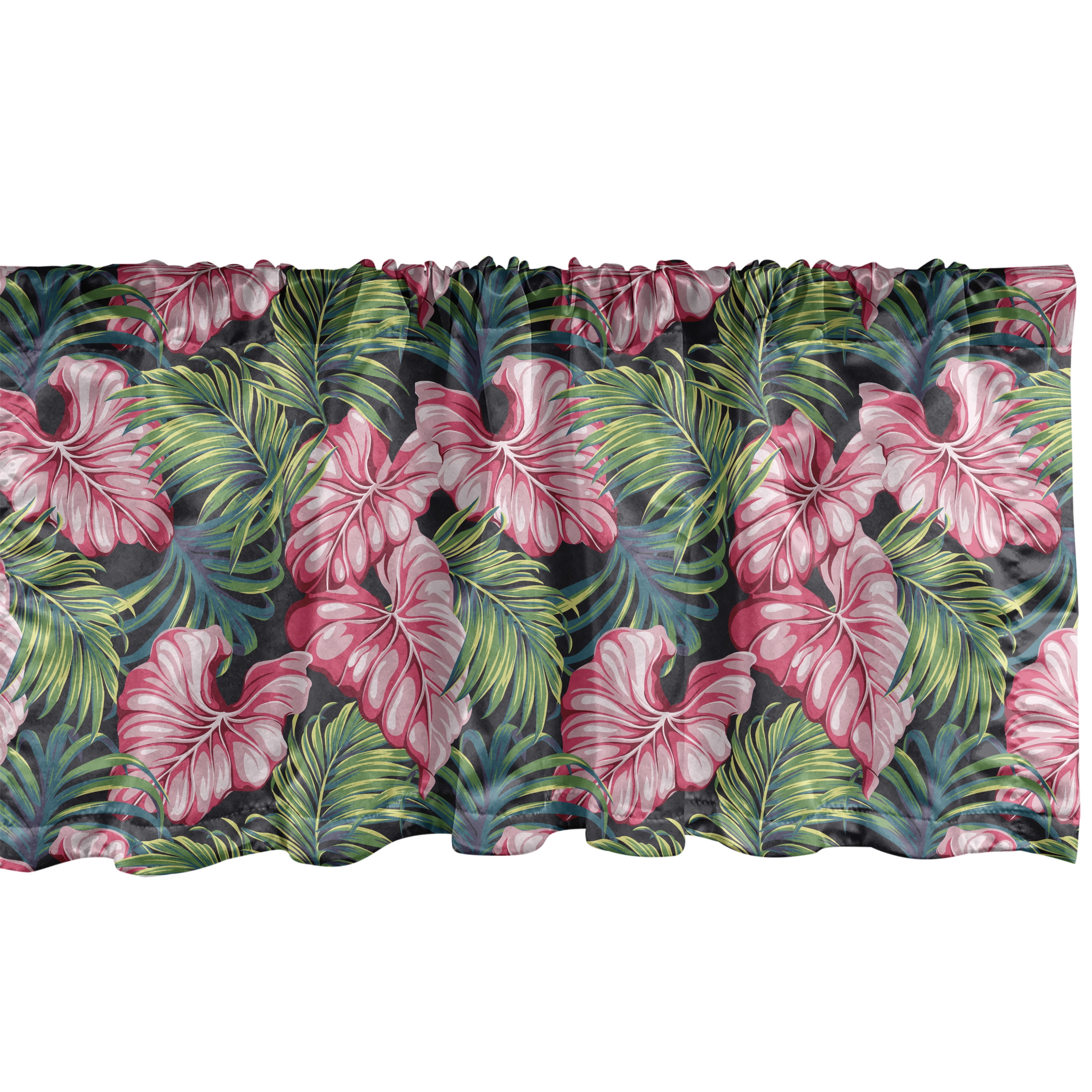Ambesonne Monstera Window Valance, Hawaiian Aloha Repetition, 54" X 18 ...