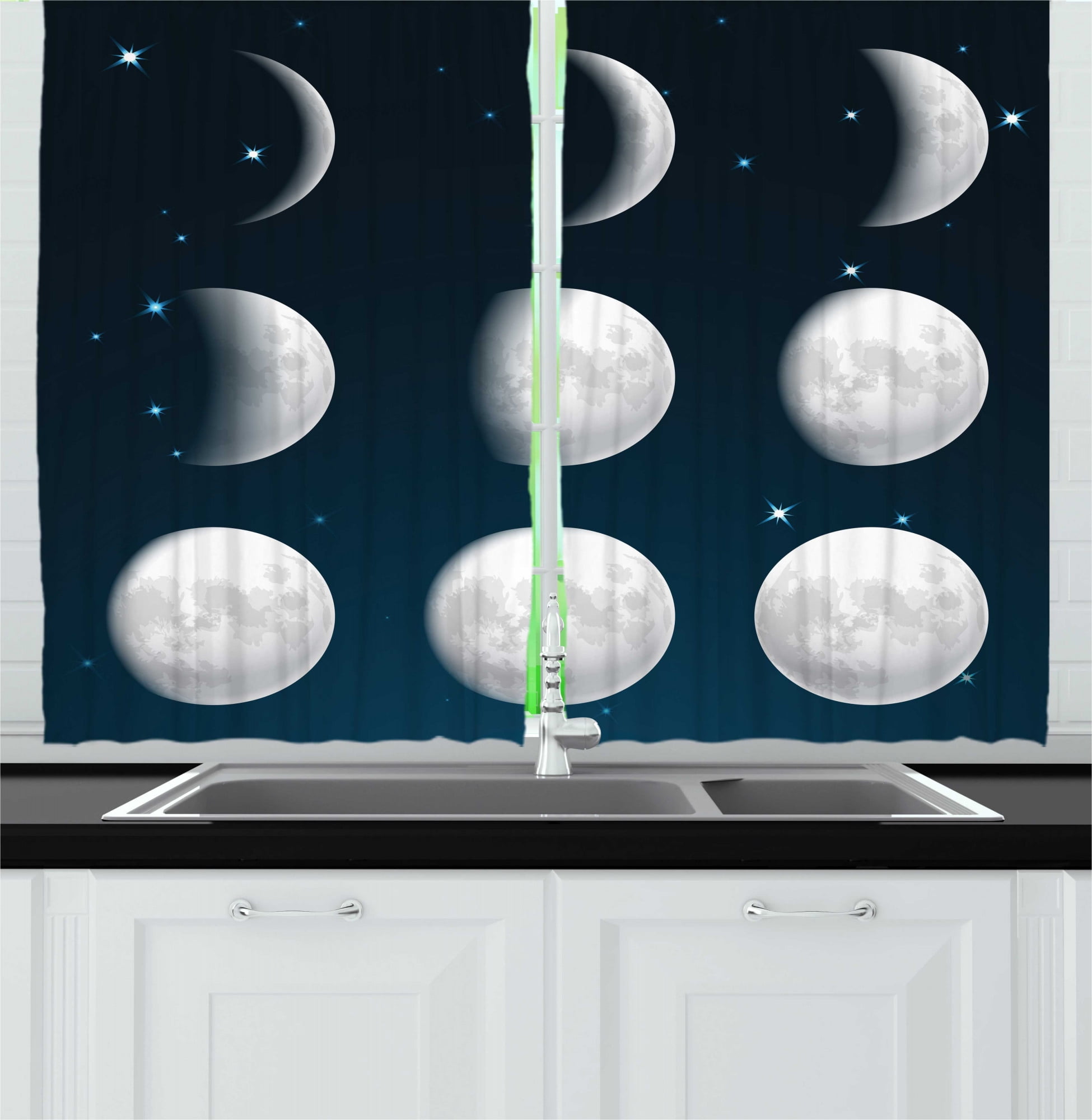 Ambesonne Moon Phases Kitchen Curtains, Astrological Cosmic, 55"x45 ...