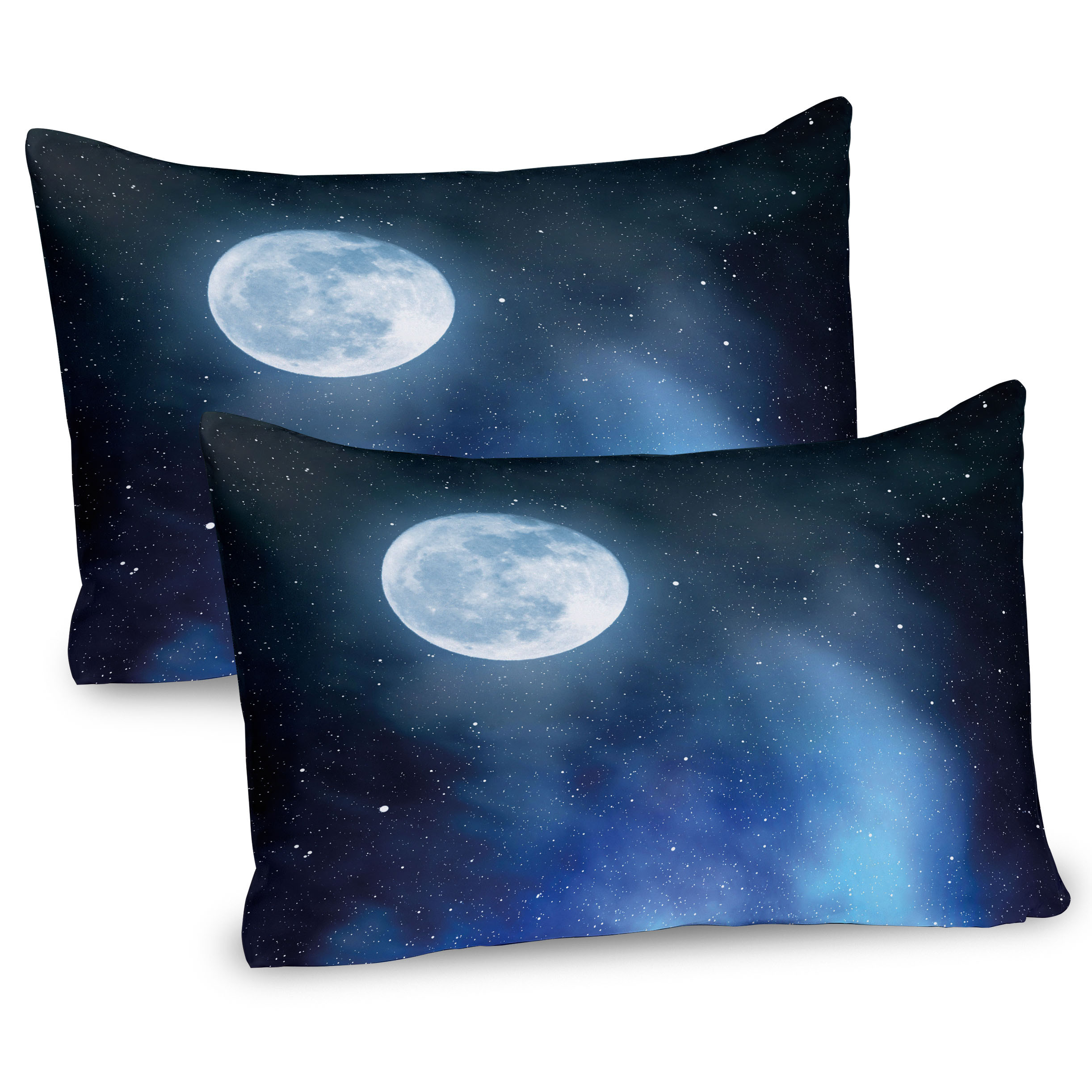 Ambesonne Moon Pillow Sham 2 Pack, Starry Night Sky Full Moon, 26"x20 ...