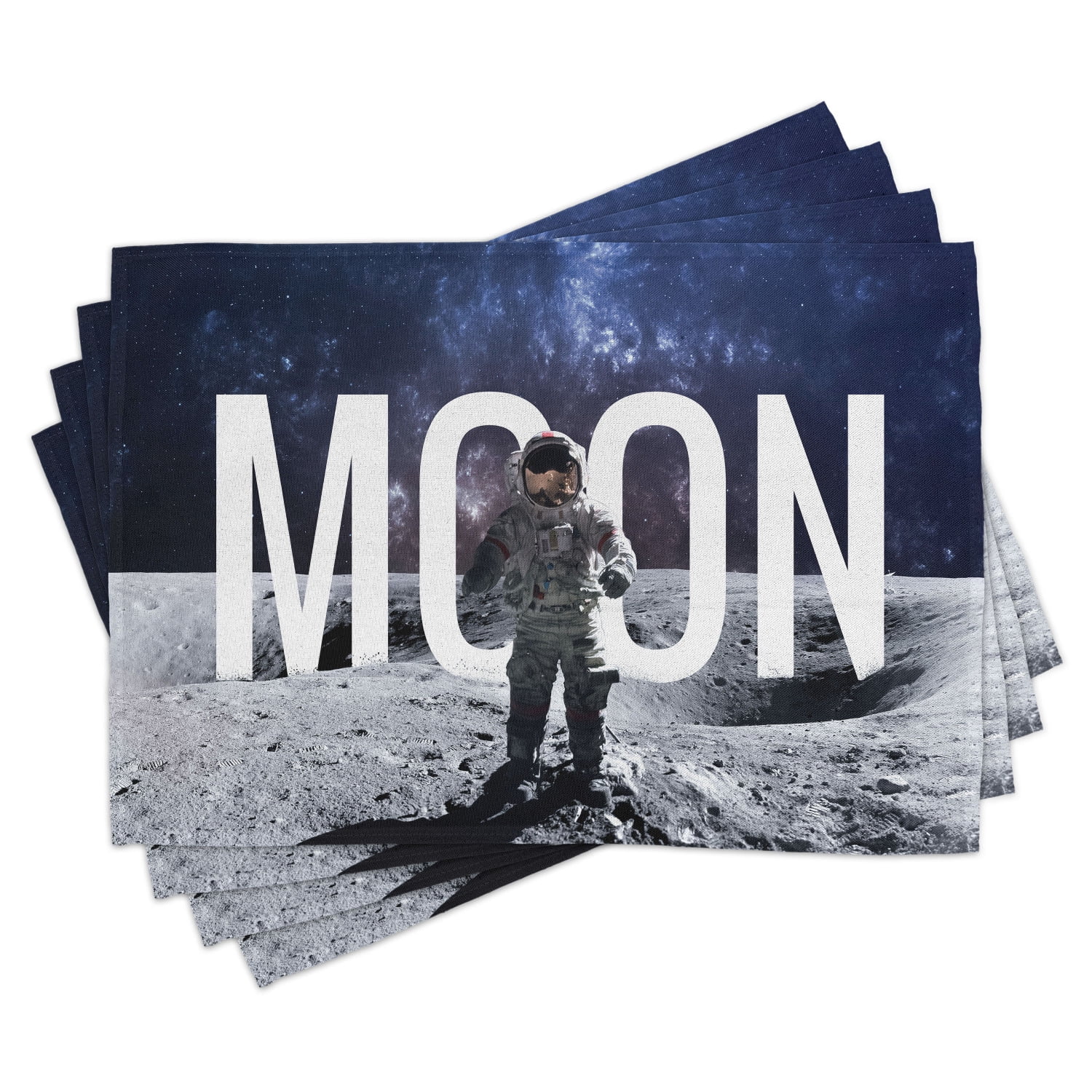 Ambesonne Moon Place Mats Set of 4, Big Bang in Outer Space, Standard ...