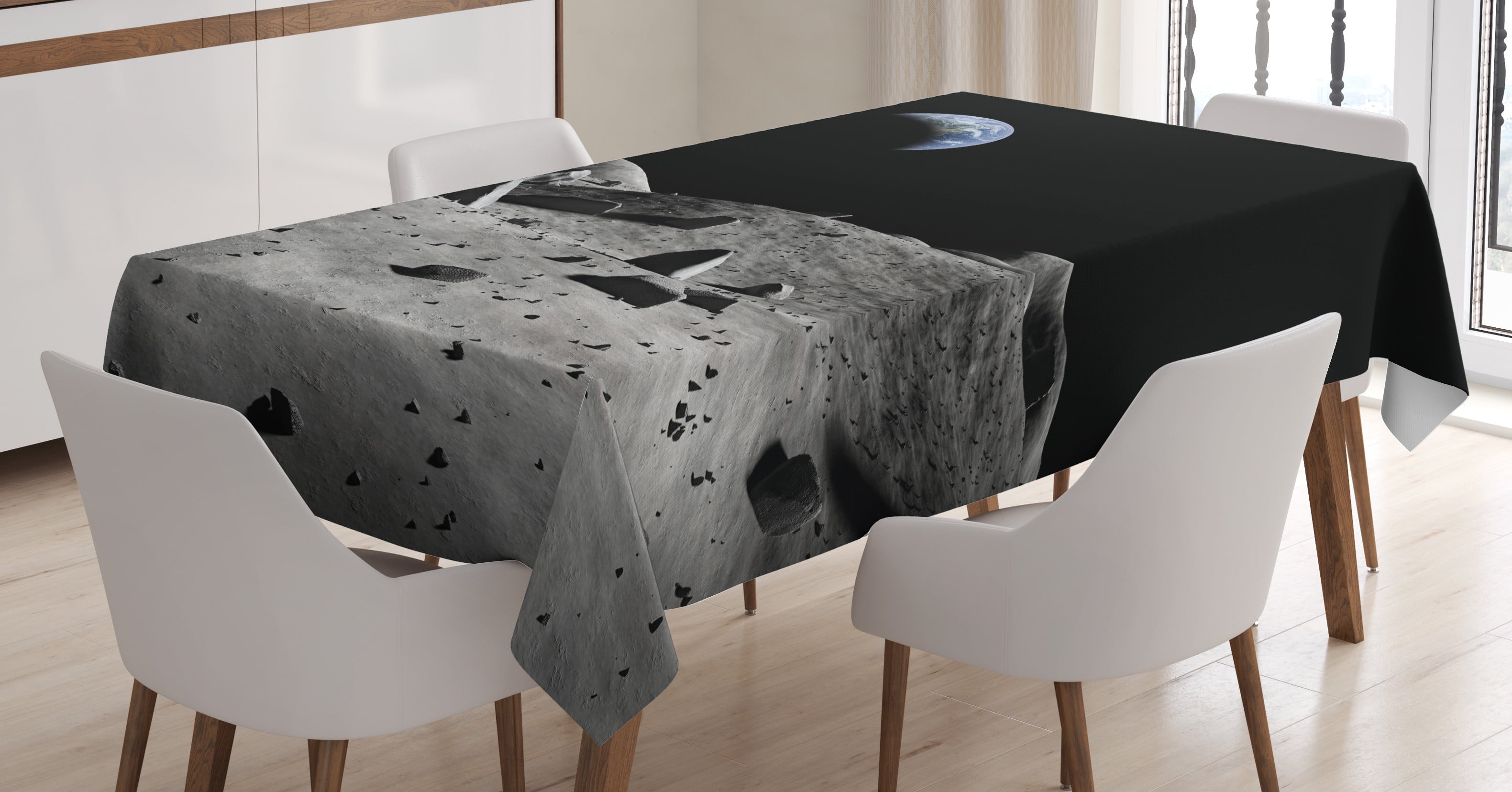Ambesonne Moon Tablecloth Rectangular Table Cover, Earth Seen from the ...
