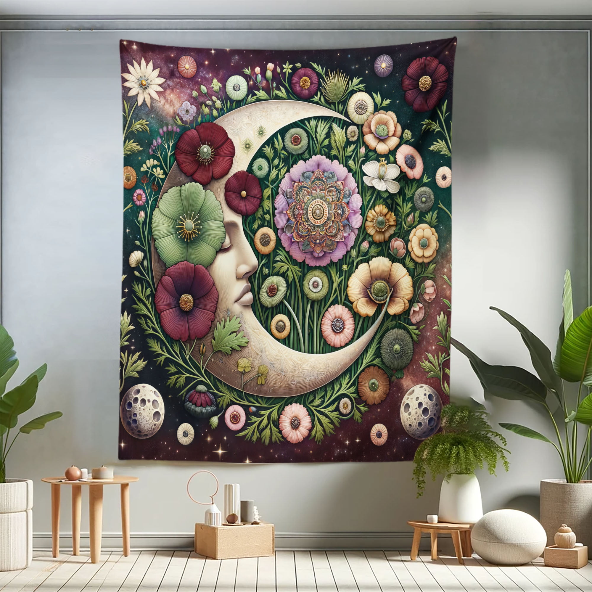 Ambesonne Moon Tapestry Twin Size, Starry Mandala Detail Luna Art, 68 ...