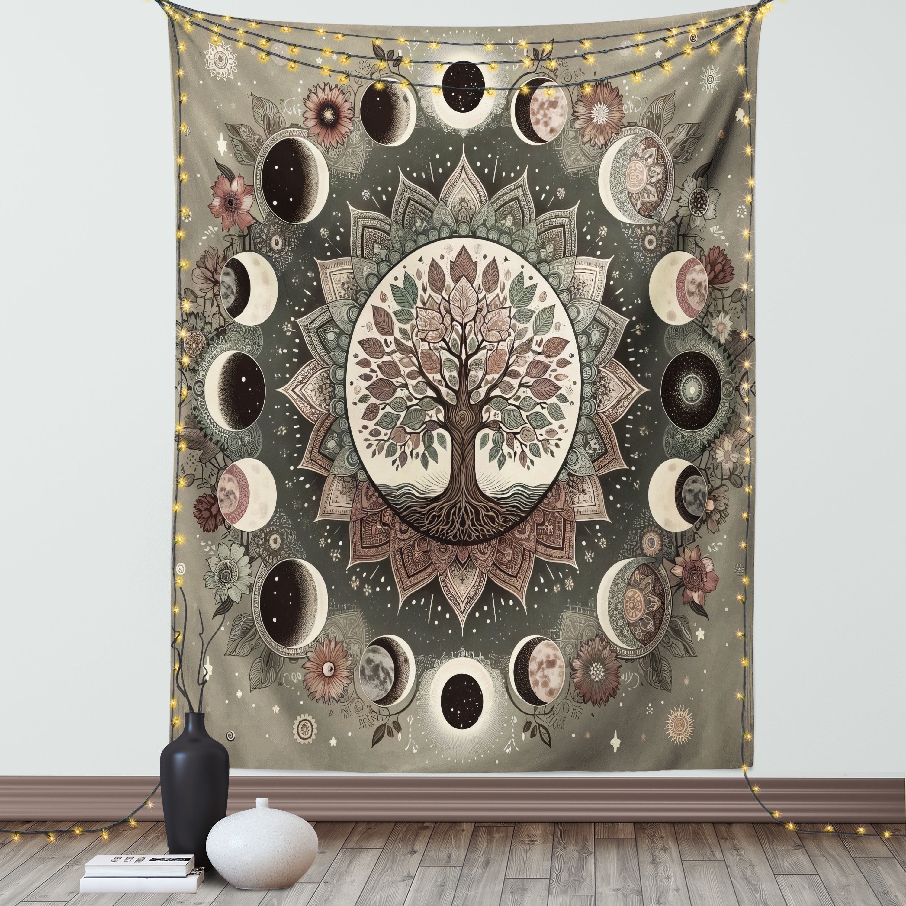Ambesonne Moon Tapestry Wall Hanging, Cosmic Lunar Circle Life Tree, 40 ...
