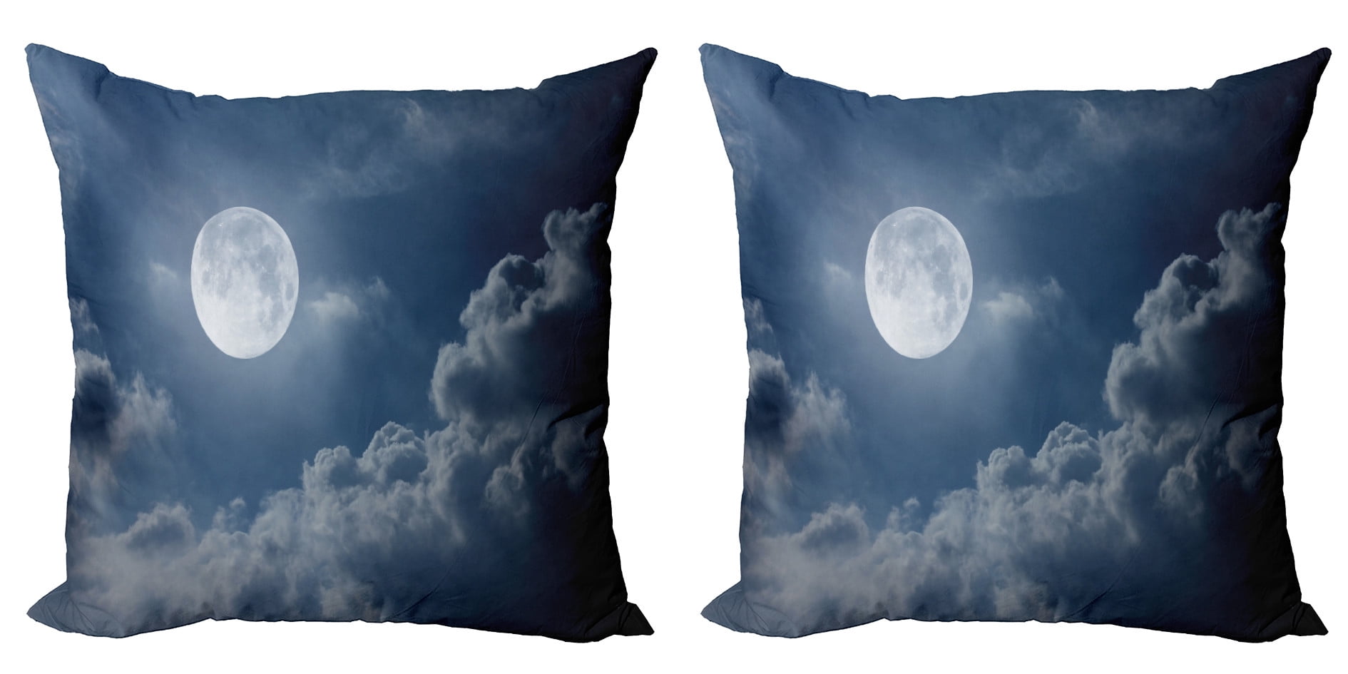 Ambesonne Moon Throw Pillow Cover 2 Pack, Night Skyline Full Moon, 16 ...