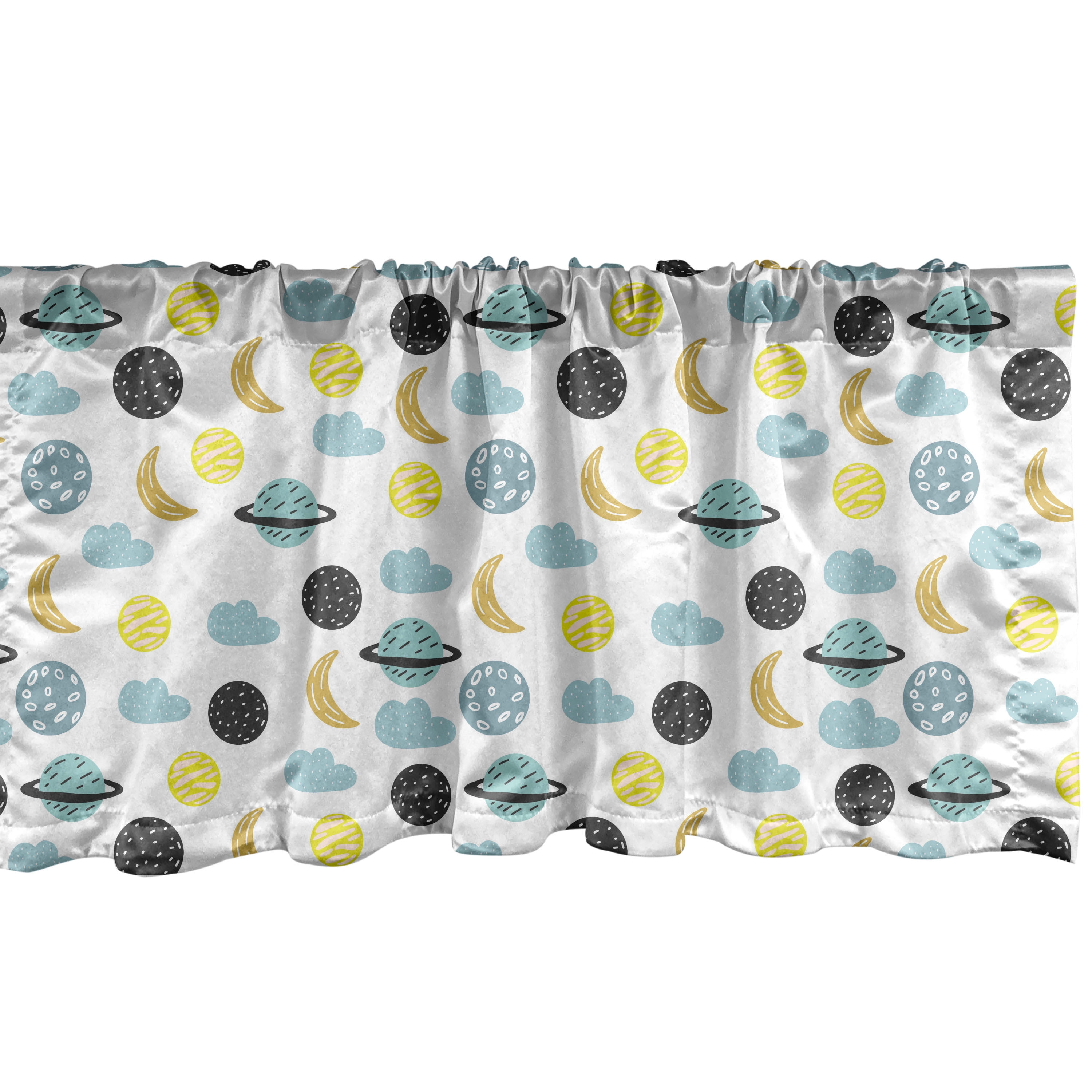 Ambesonne Moon Window Valance, Crescent Planets and Clouds, 54" X 12 ...