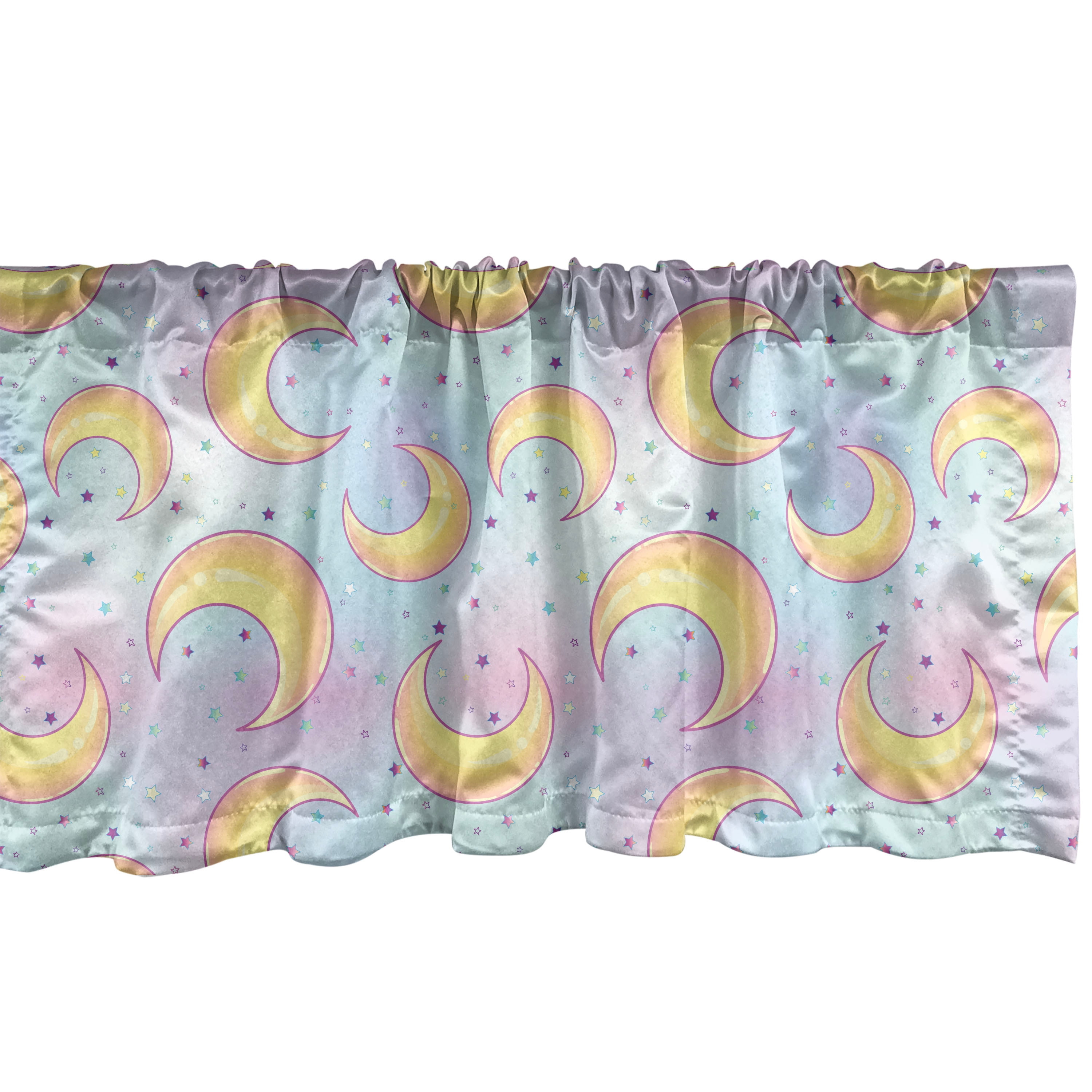 Ambesonne Moon Window Valance, Fantasy Crescent Moon Stars, 54" X 18 ...