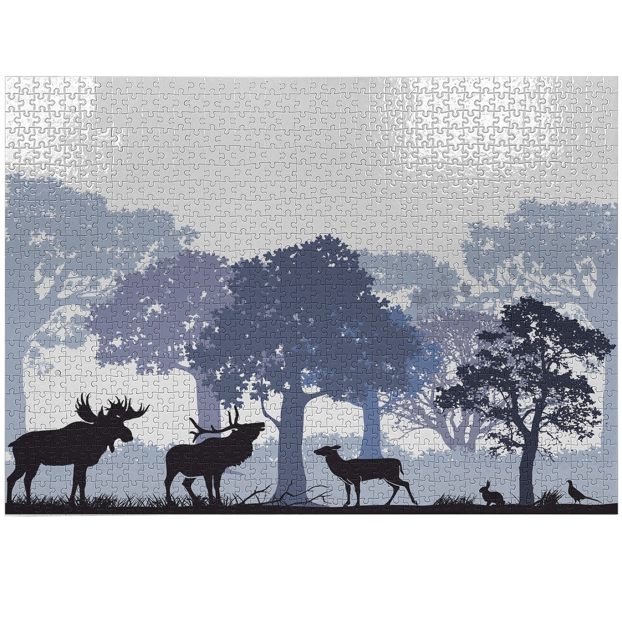 Ambesonne Moose Jigsaw Puzzle Durable Cardboard, Grey Wild Forest ...