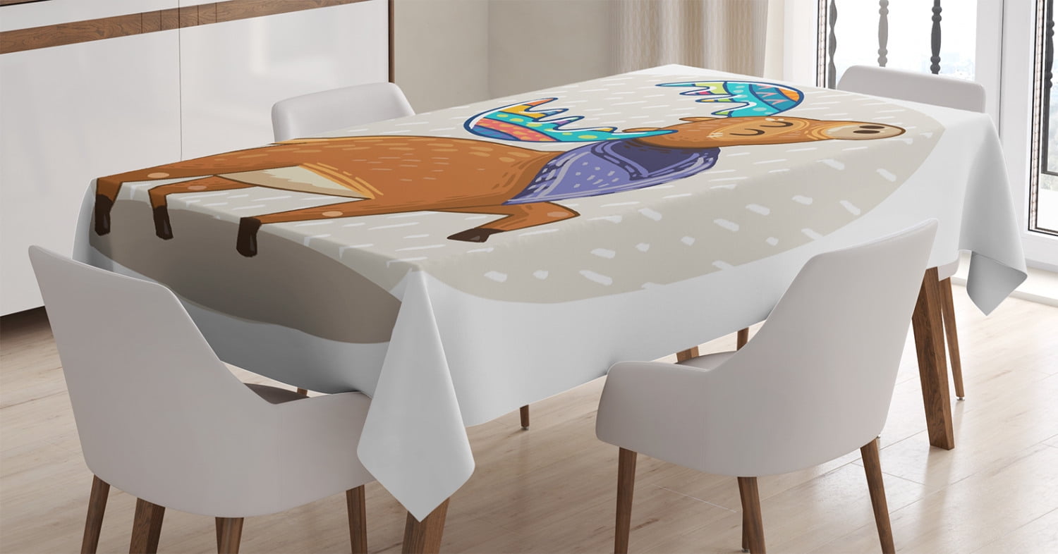 Ambesonne Moose Tablecloth Rectangular Table Cover, Colorful Fun Boho ...