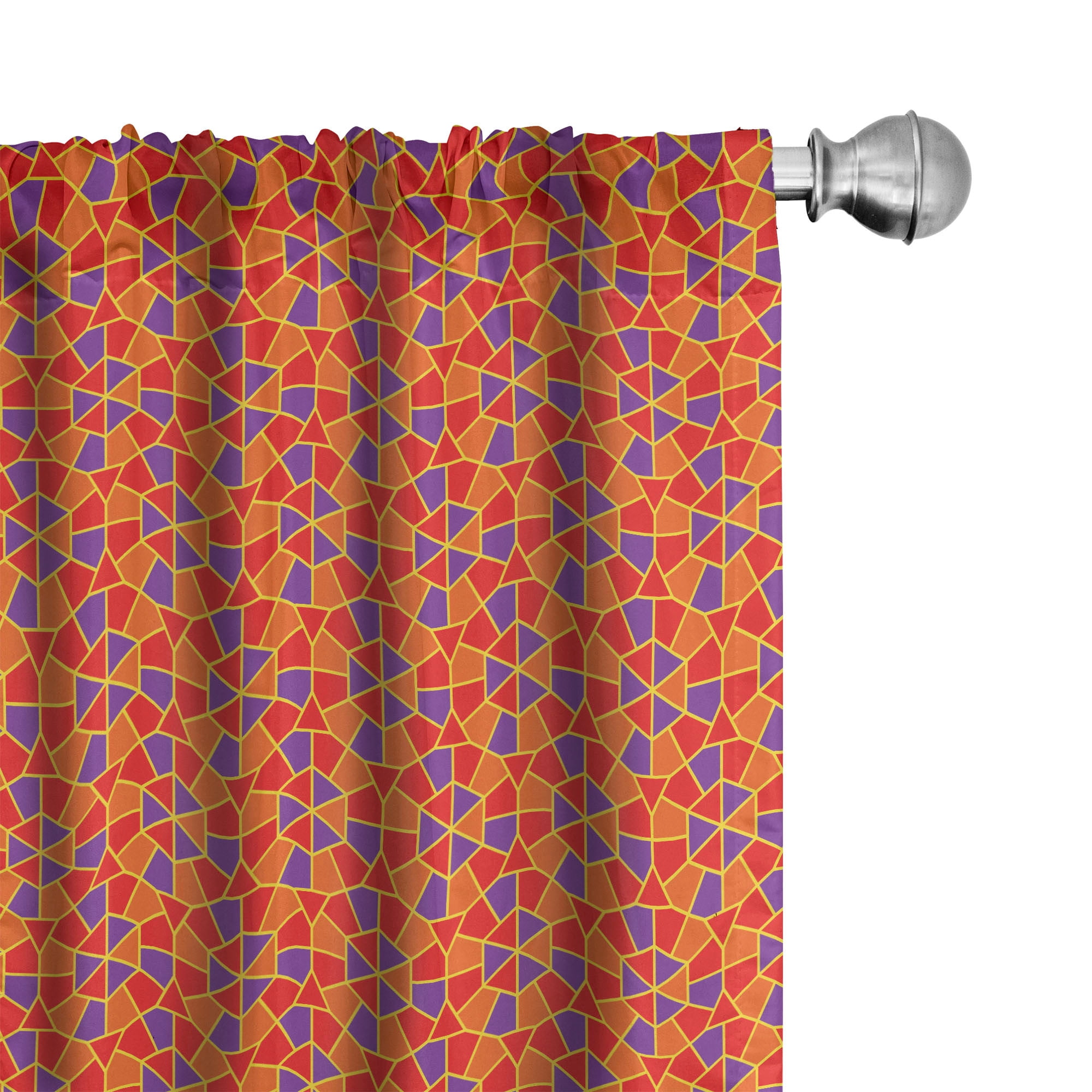 Ambesonne Moroccan Window Curtains, Stained Glass Look, Each 28" W x 84" L, Magenta Sea Blue ...